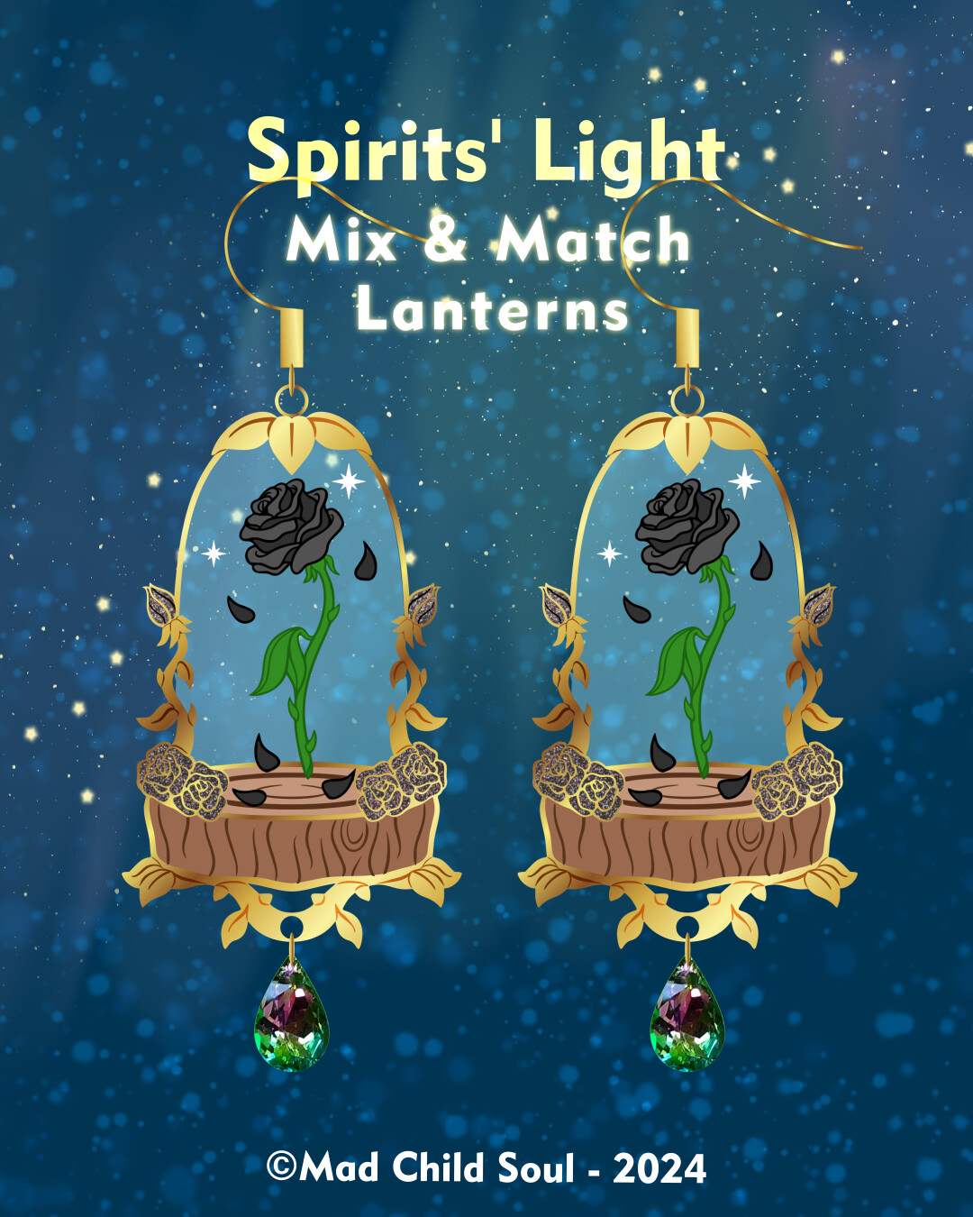 ArtStation - 🥀 Rose of Death Lantern Earrings - Element Earth