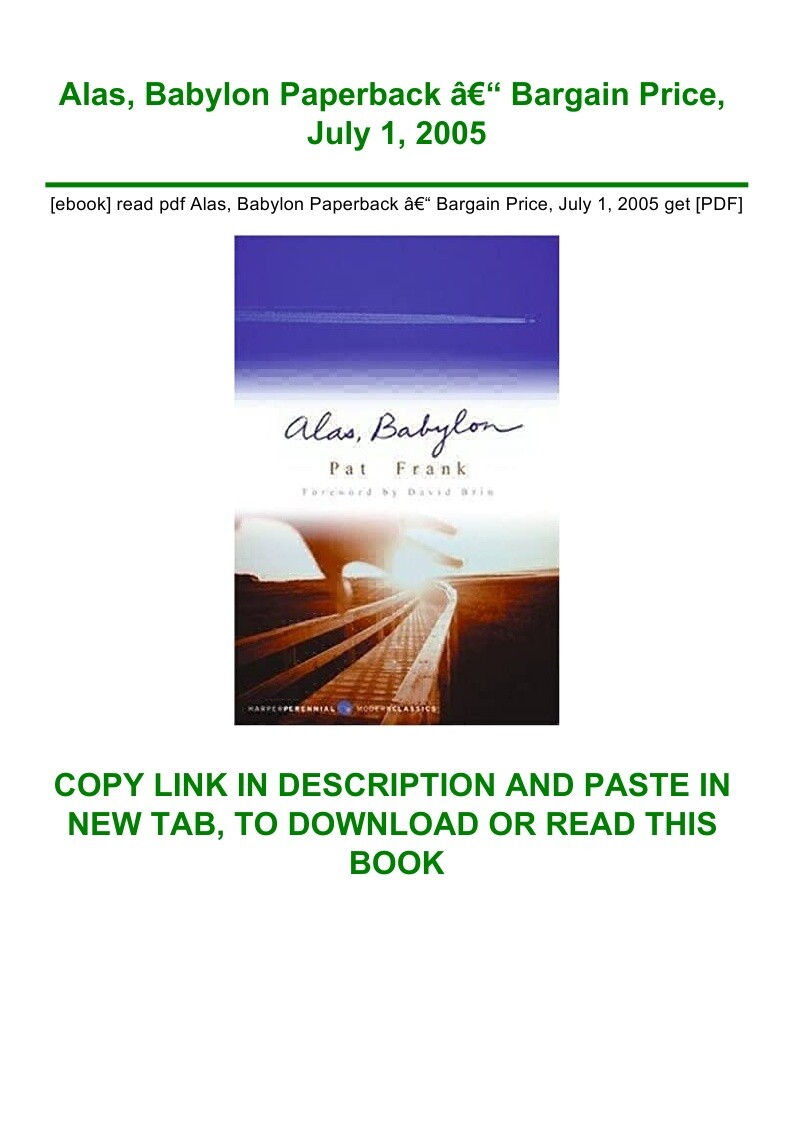 ArtStation - [ebook] read pdf Alas Babylon Paperback “ Bargain Price ...