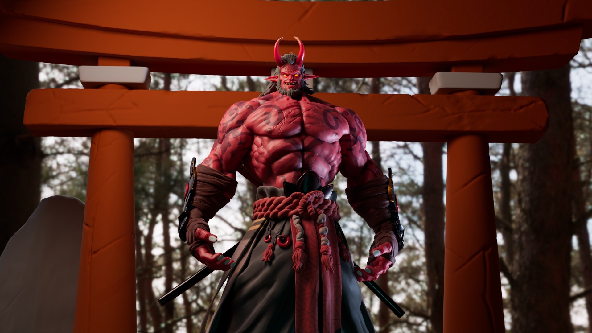 ArtStation - Oni Devil Poised for Battle: Confronting the Fury Within