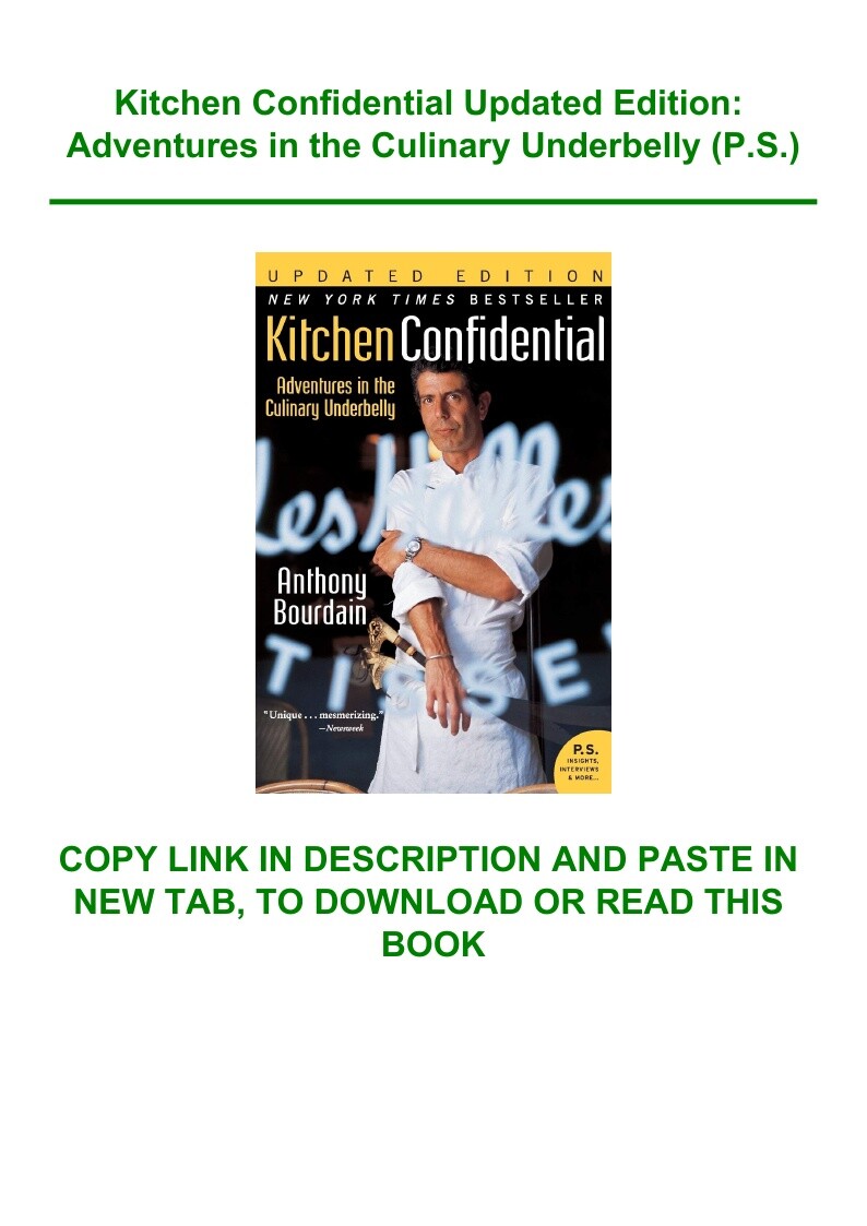 ArtStation - PDF) Kitchen Confidential Updated Edition Adventures in ...