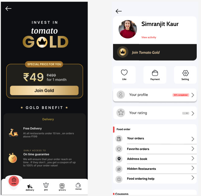 Rishabh Kumar - tomato mobile application using figma