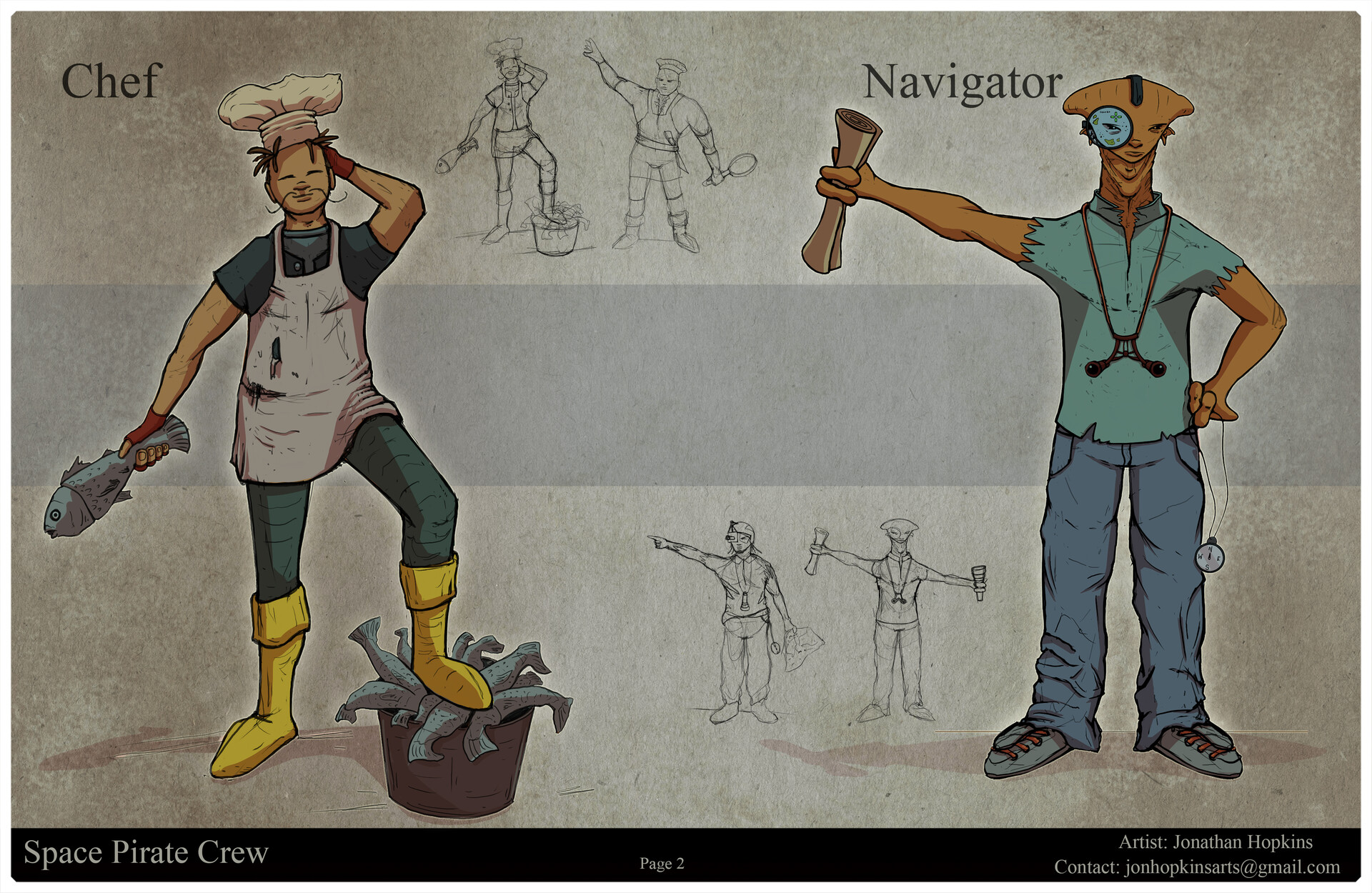 Jonathan Hopkins - Space Pirate Crew Character Design Concepts