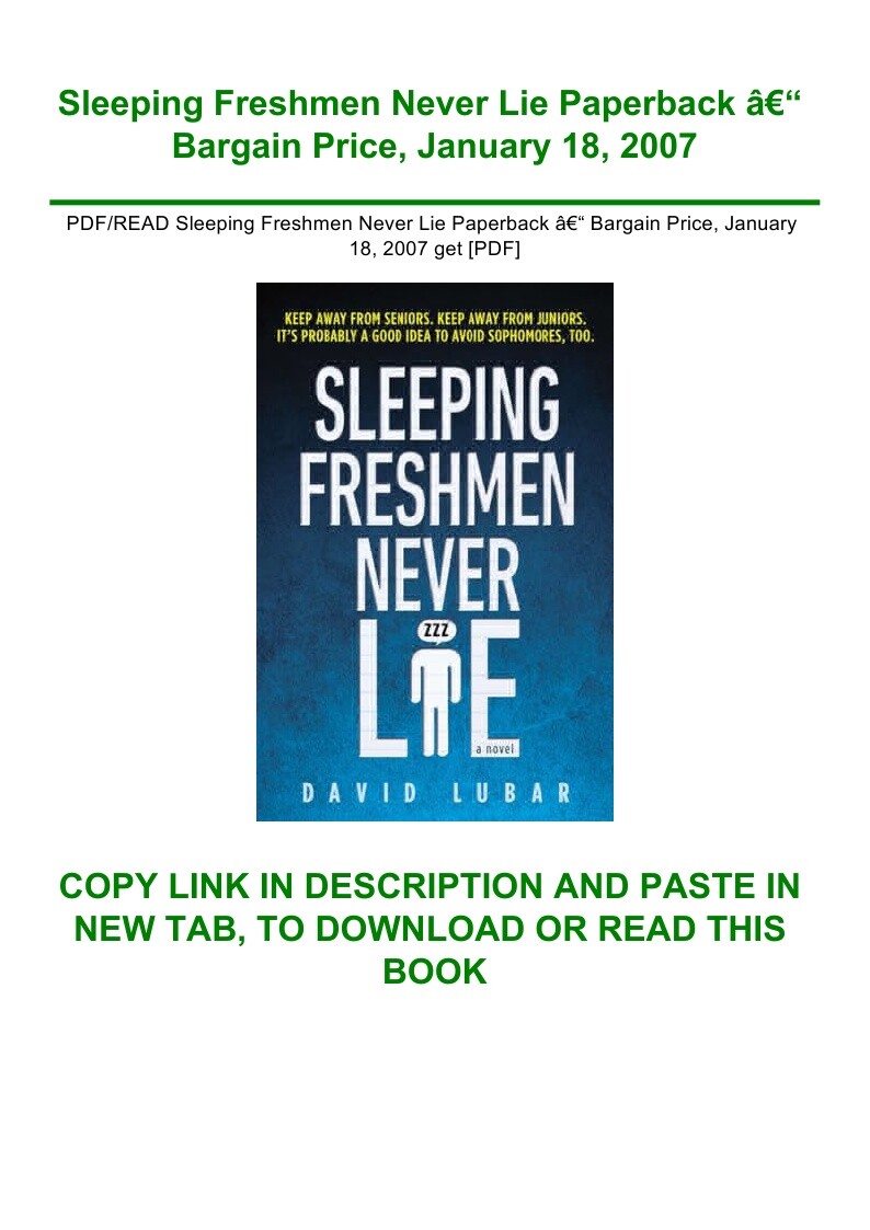 ArtStation - PDFREAD Sleeping Freshmen Never Lie Paperback Bargain Price Jan