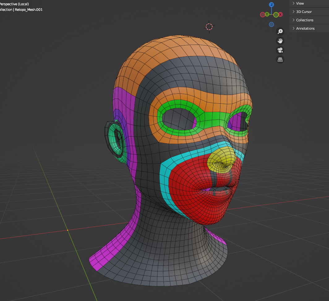 ArtStation - Practice of face retopology 2.0. Low and High Poly