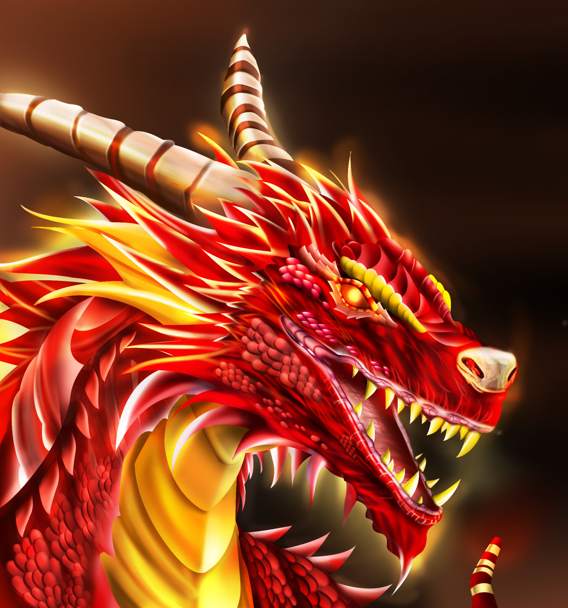 ArtStation - Fire flame red Dragon