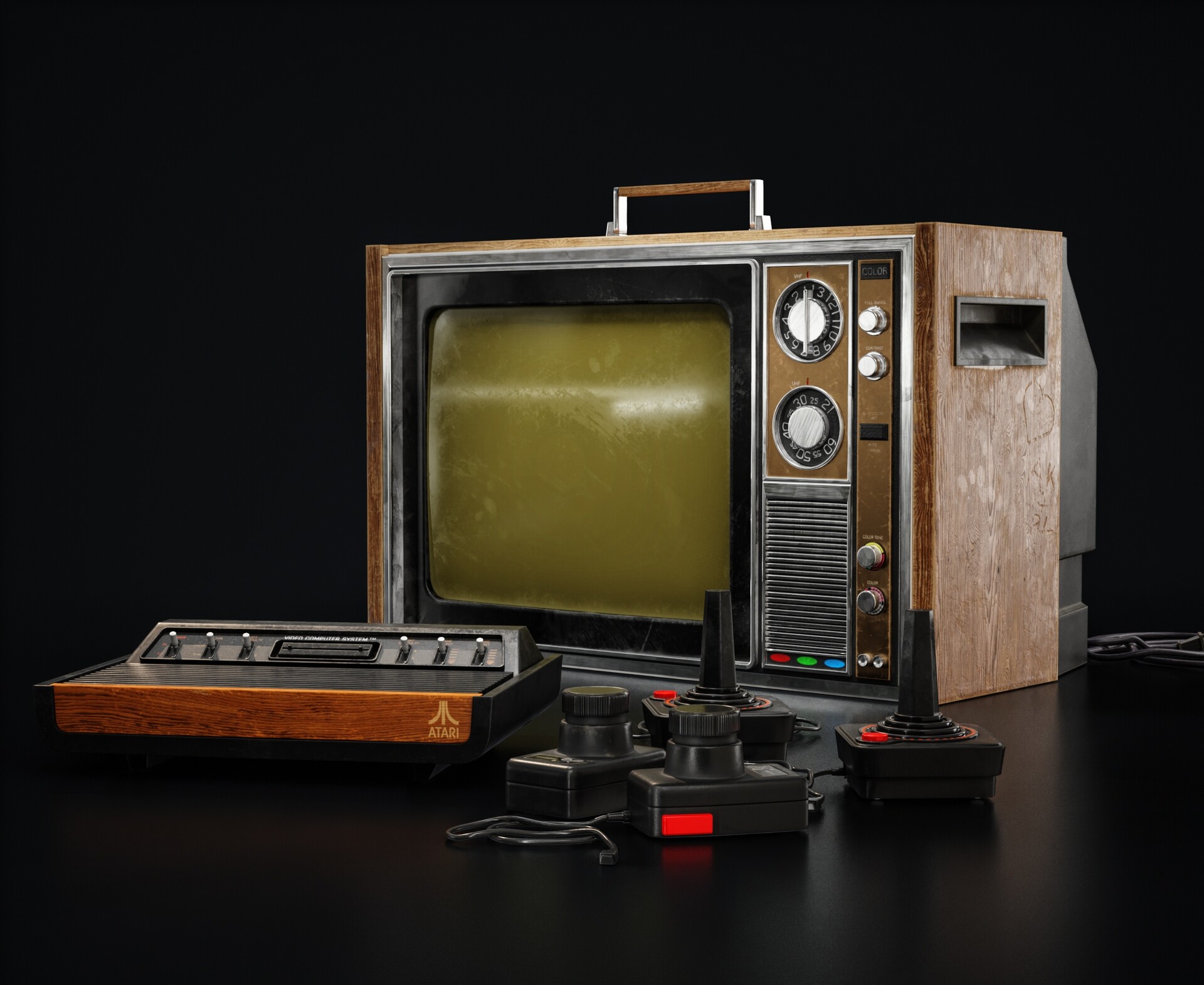 ArtStation - Old TV and Atari