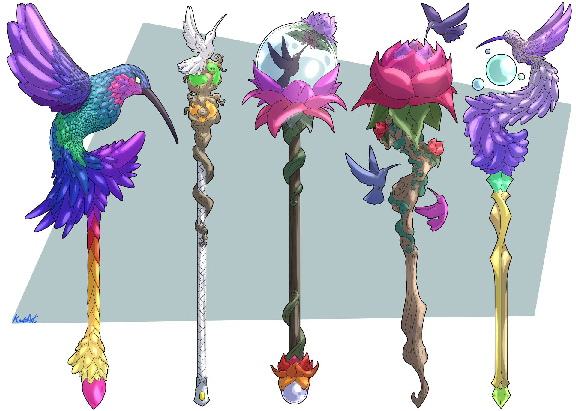 ArtStation - Hummingbird Mystic Staffs Concepts
