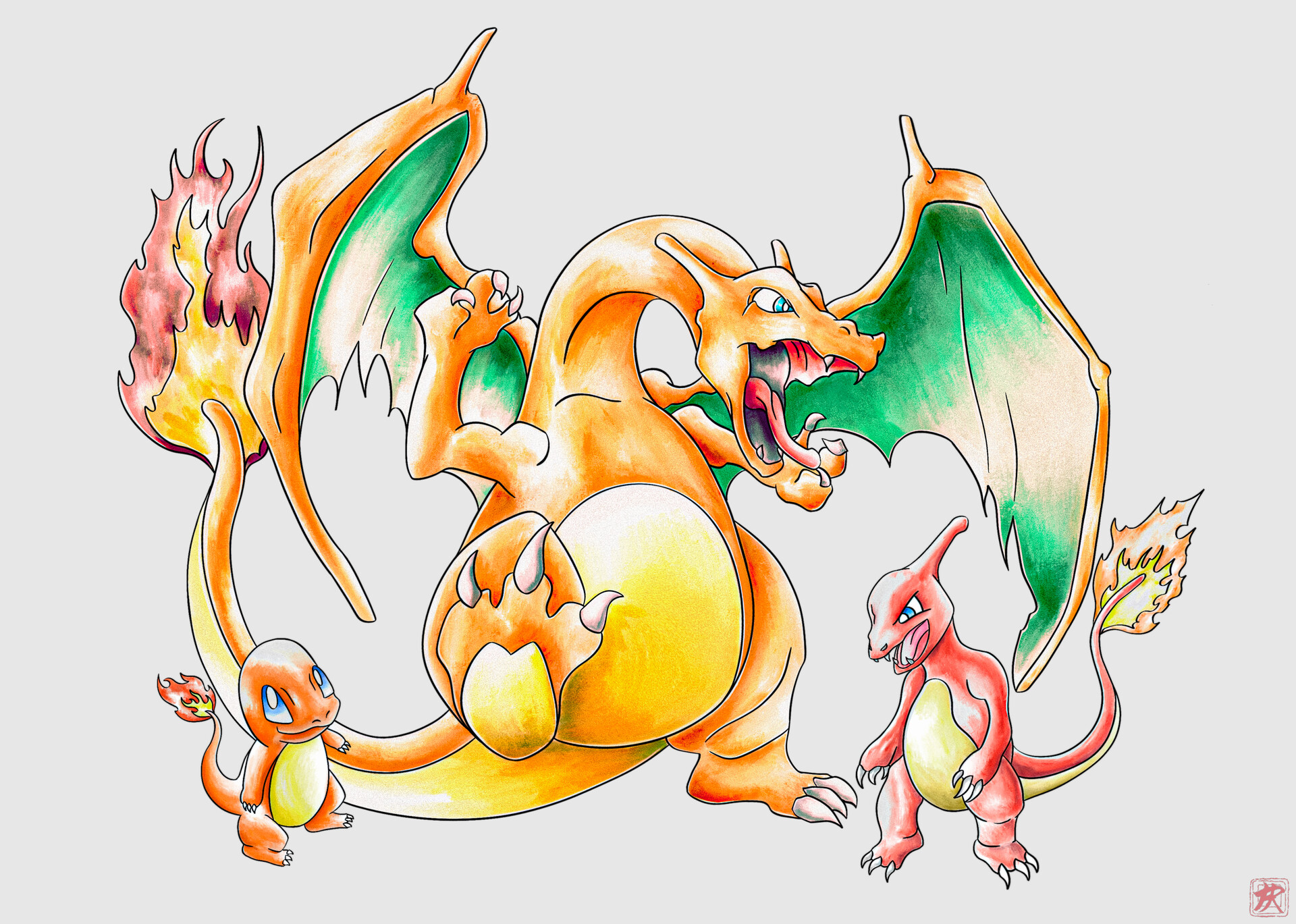 charmander charmeleon charizard drawing