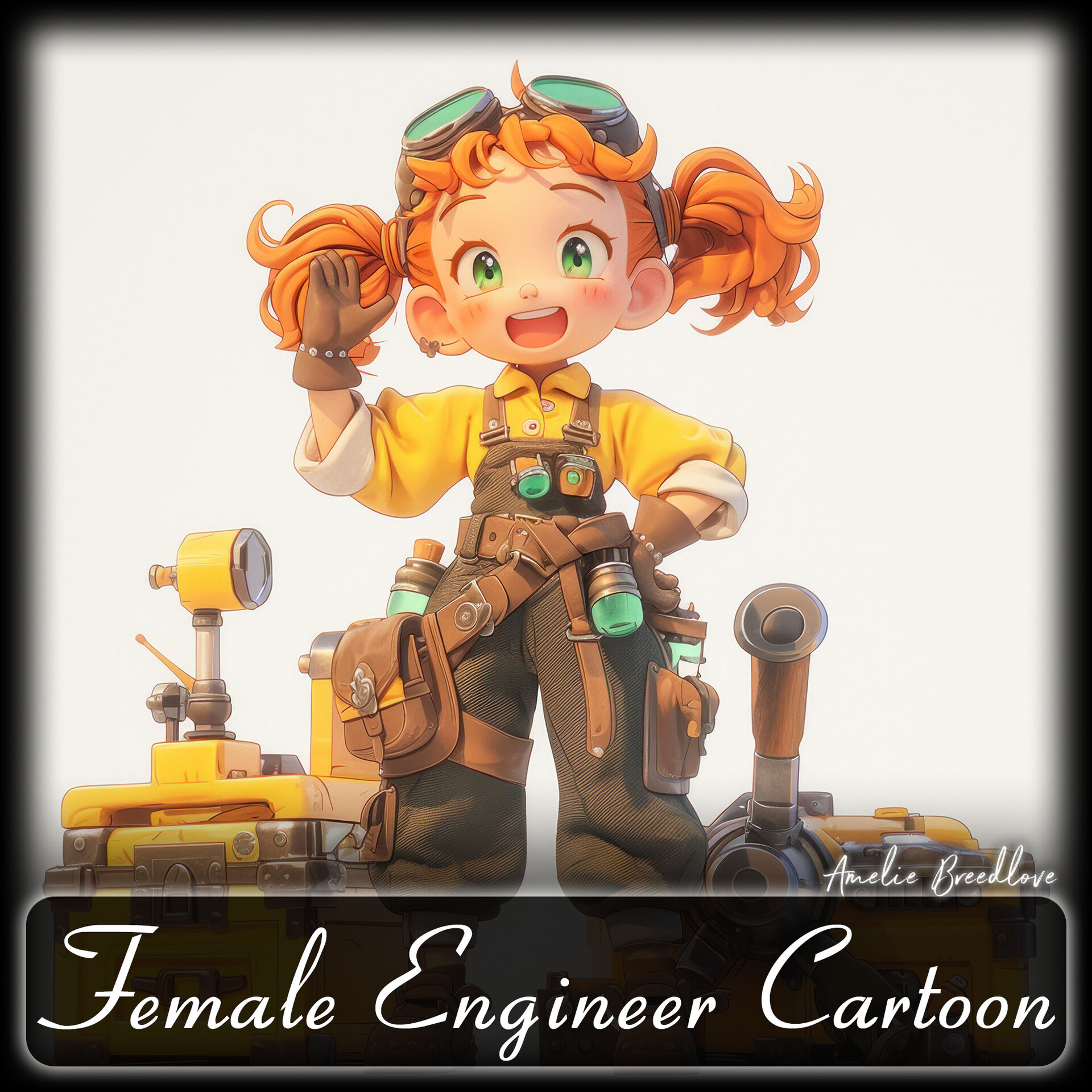 Amelie Anime - 200 Female Engineer Cartoon (Full Body) Reference Pack ...