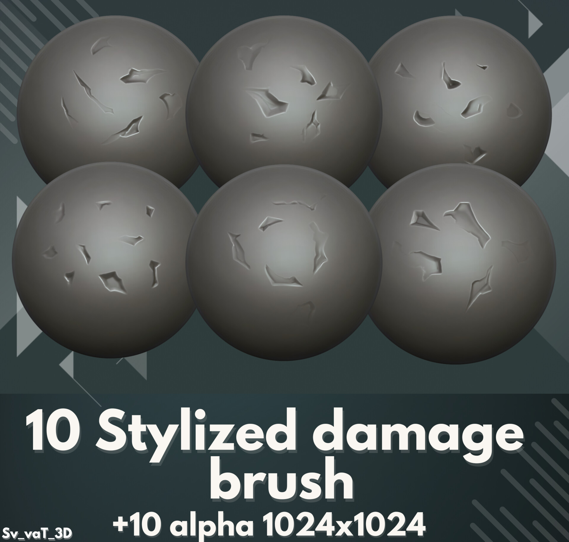 ArtStation - 10 Stylized Damage Brush +10 Alpha