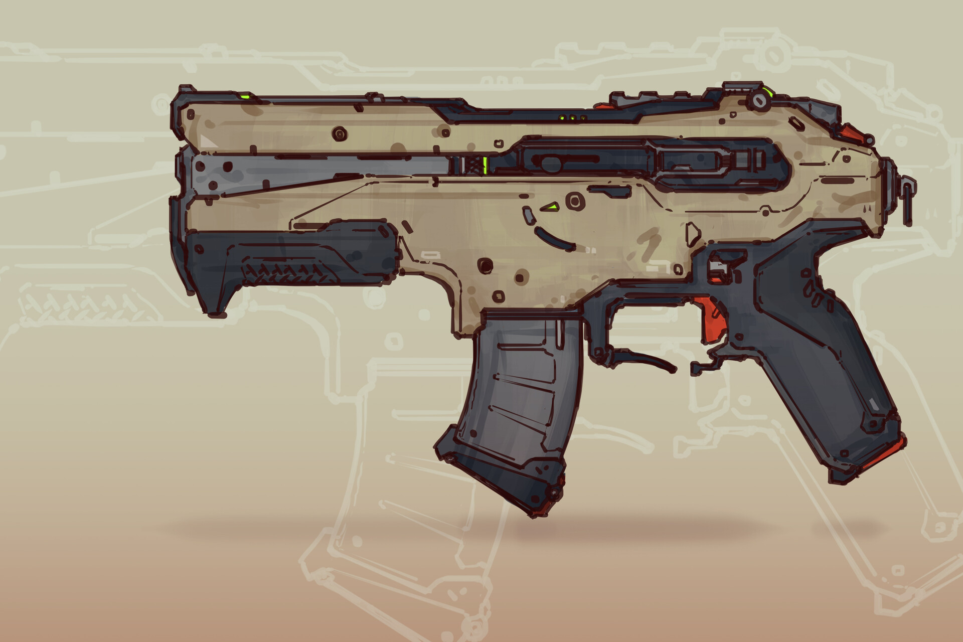 Lei Zhang - Some heavily modified Scifi pistols