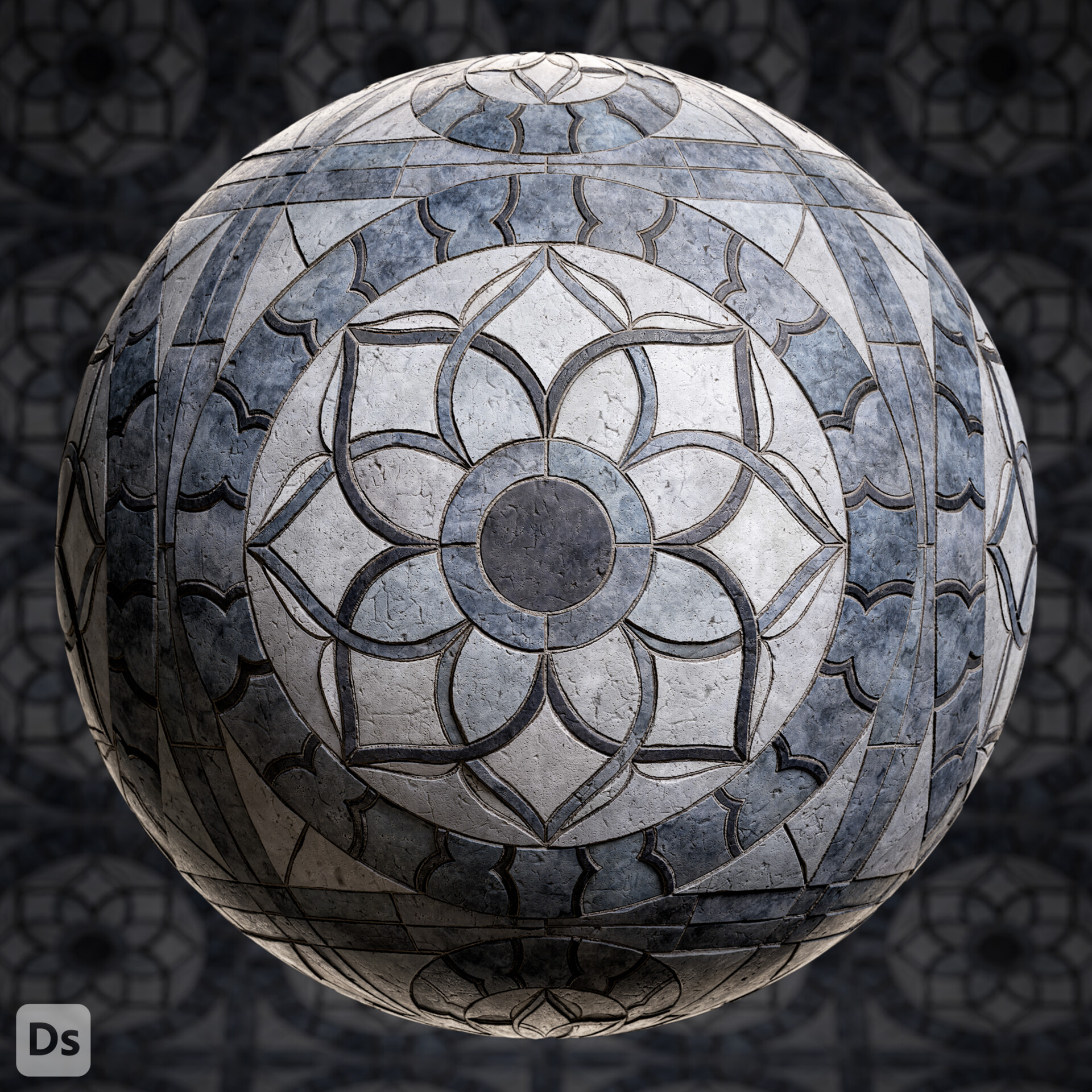 ArtStation - Old Stone Lotus Tiles