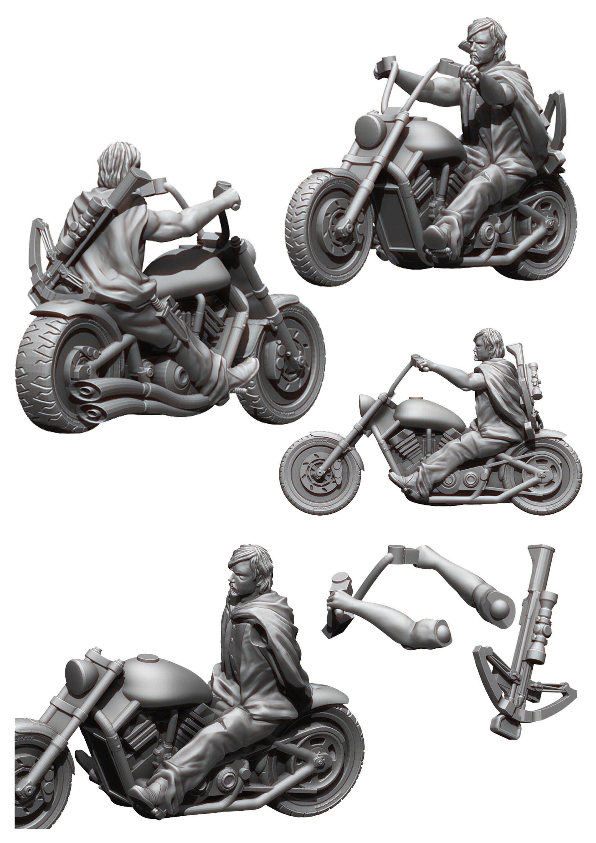 ArtStation - 28mm Zombie Motorcycle, Zbrush / 3d Printing