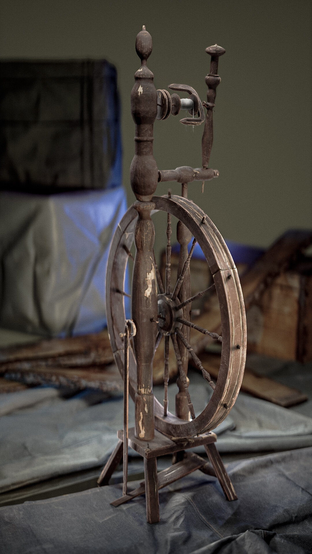 ArtStation - Old medieval spinning wheel