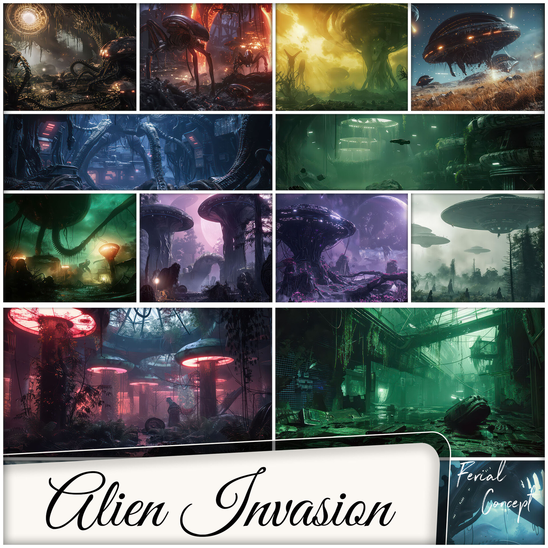 Ferial Concept - 🔹220 Alien Invasion Concept Reference Image Pack v.38 |4K|