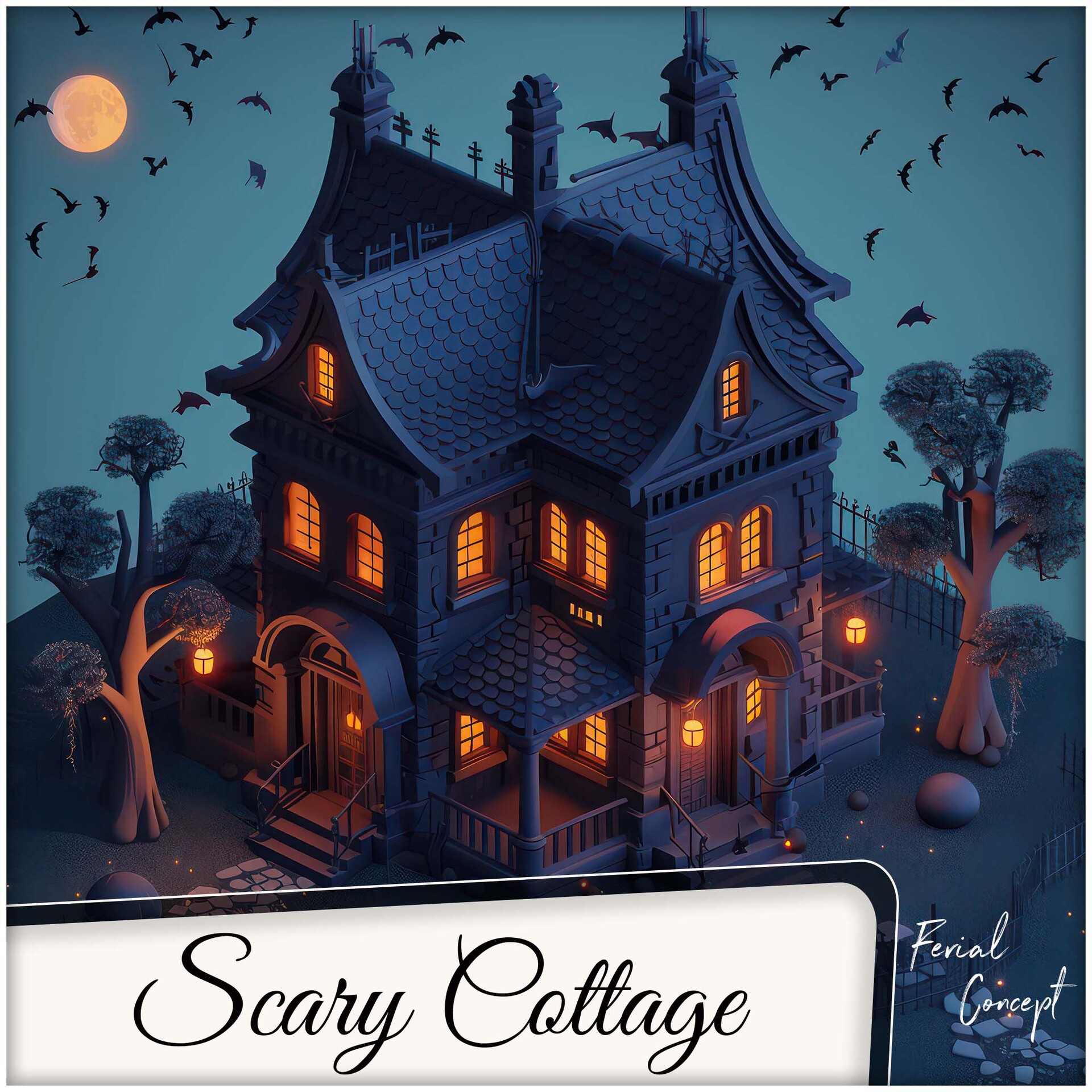 Ferial Concept - 🔹230 Scary Cottage - Isometric Reference Image Pack v ...