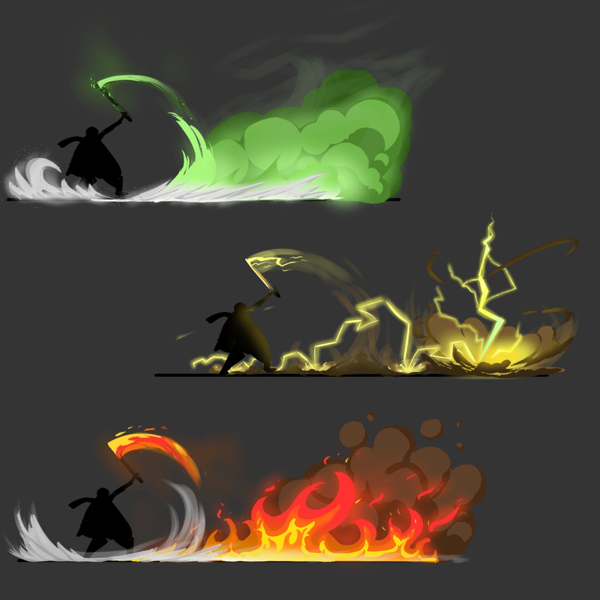 ArtStation - Ground Slash Elemental FX Concepts