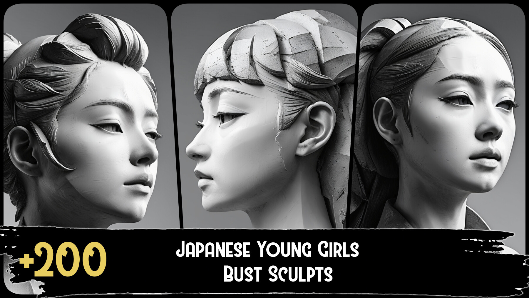 ArtStation - +220 Japanese Young Girls Head Sculpt | 4K