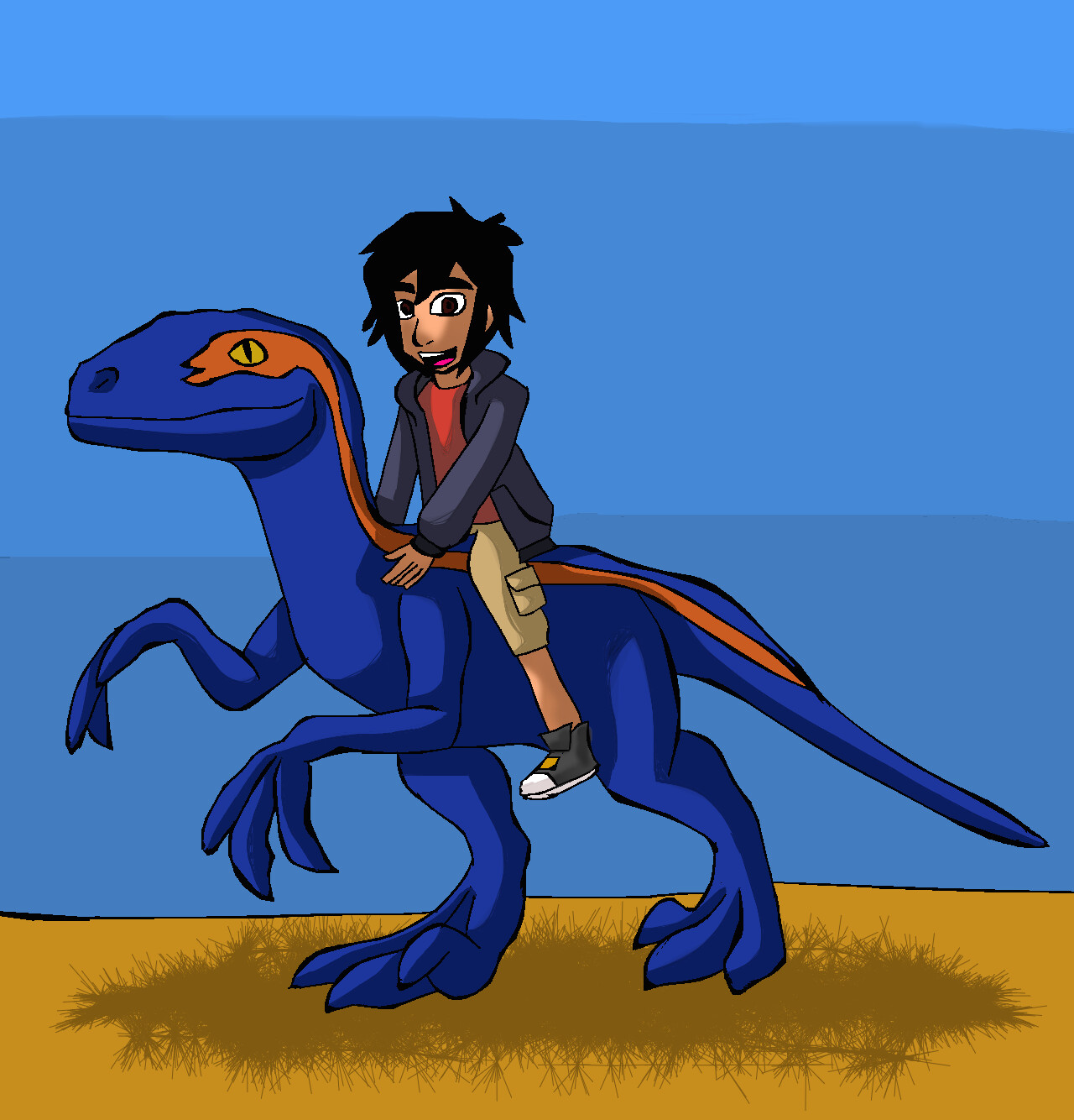 ArtStation - Hiro riding a raptor (Redrawned Again)