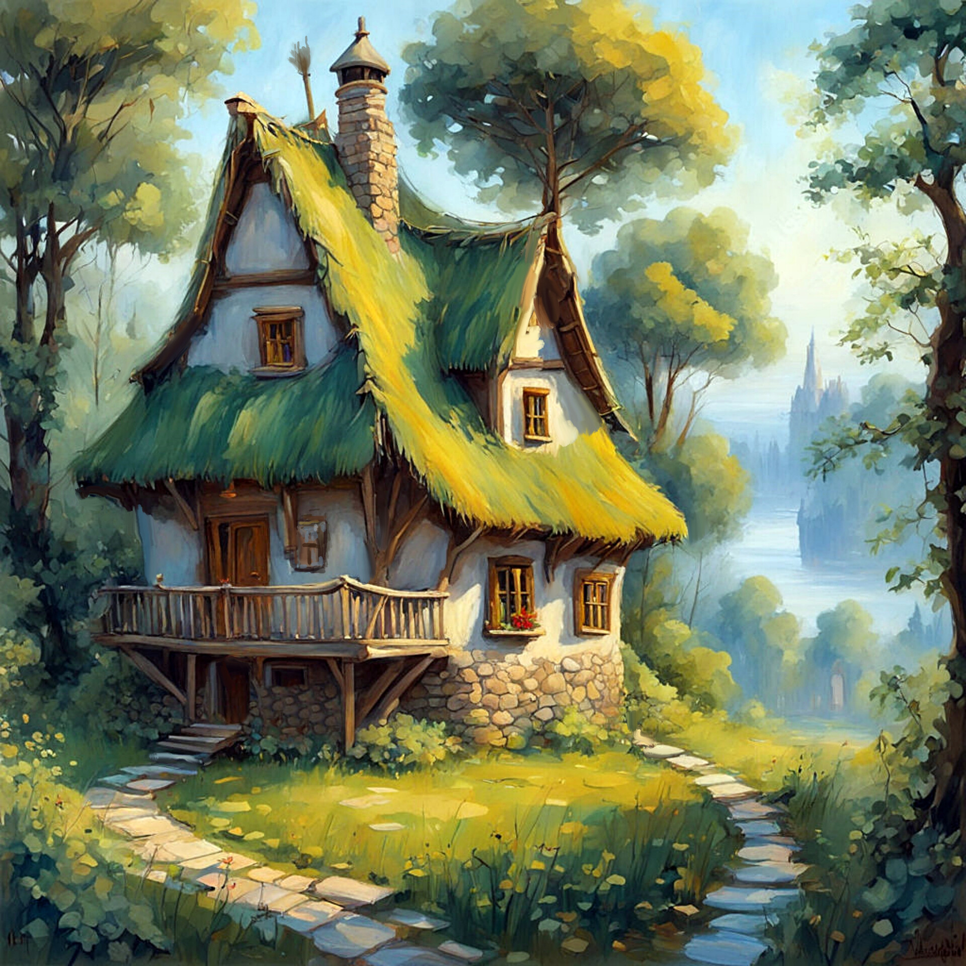 ArtStation - Forest hut of a hermit witch in a clearing