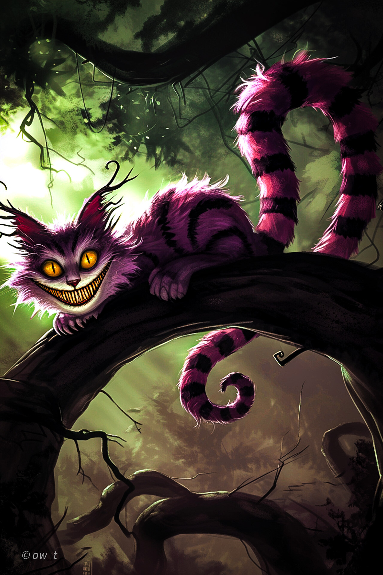 aw_t - Cheshire Cat Art. Alice In Wonderland Art