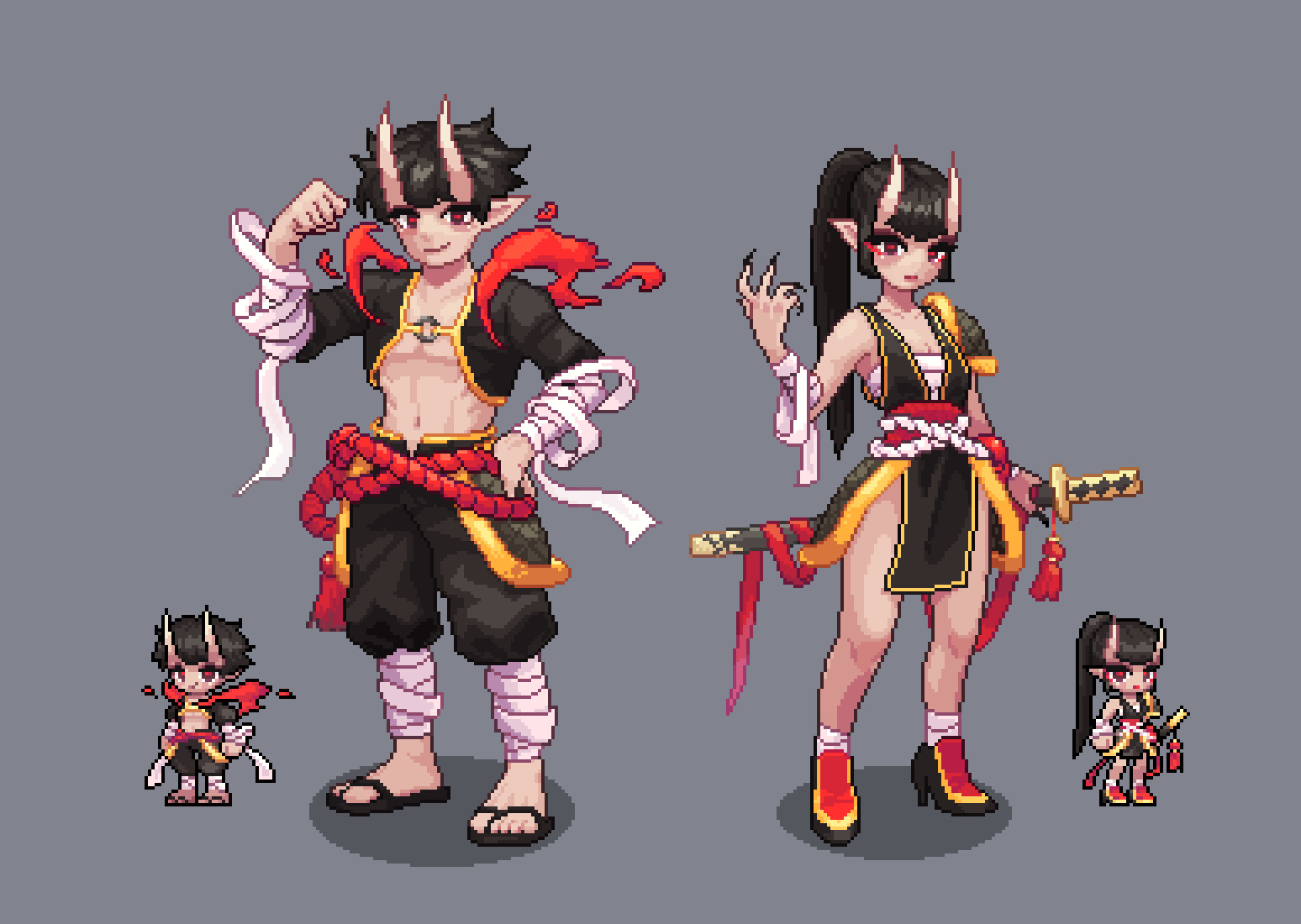 ArtStation - Demon Siblings Illustration