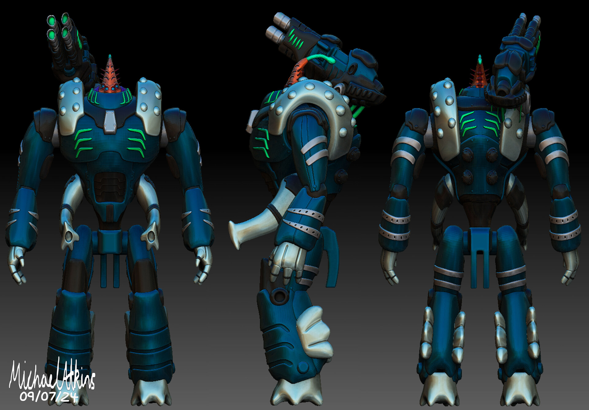 ArtStation - Michael Atkins 3D Starfish Alien Battle Suit Character Sheet