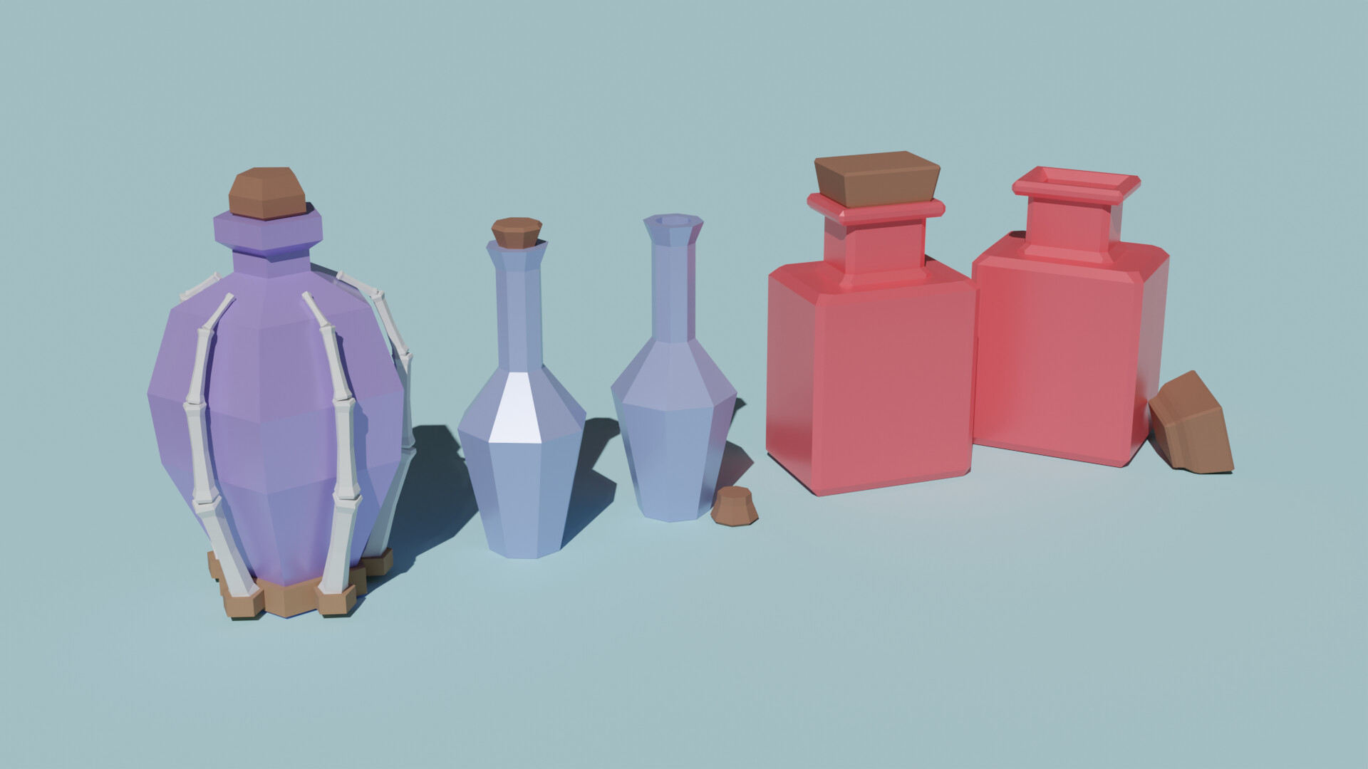 ArtStation - Flasks (3 types) (low-poly)