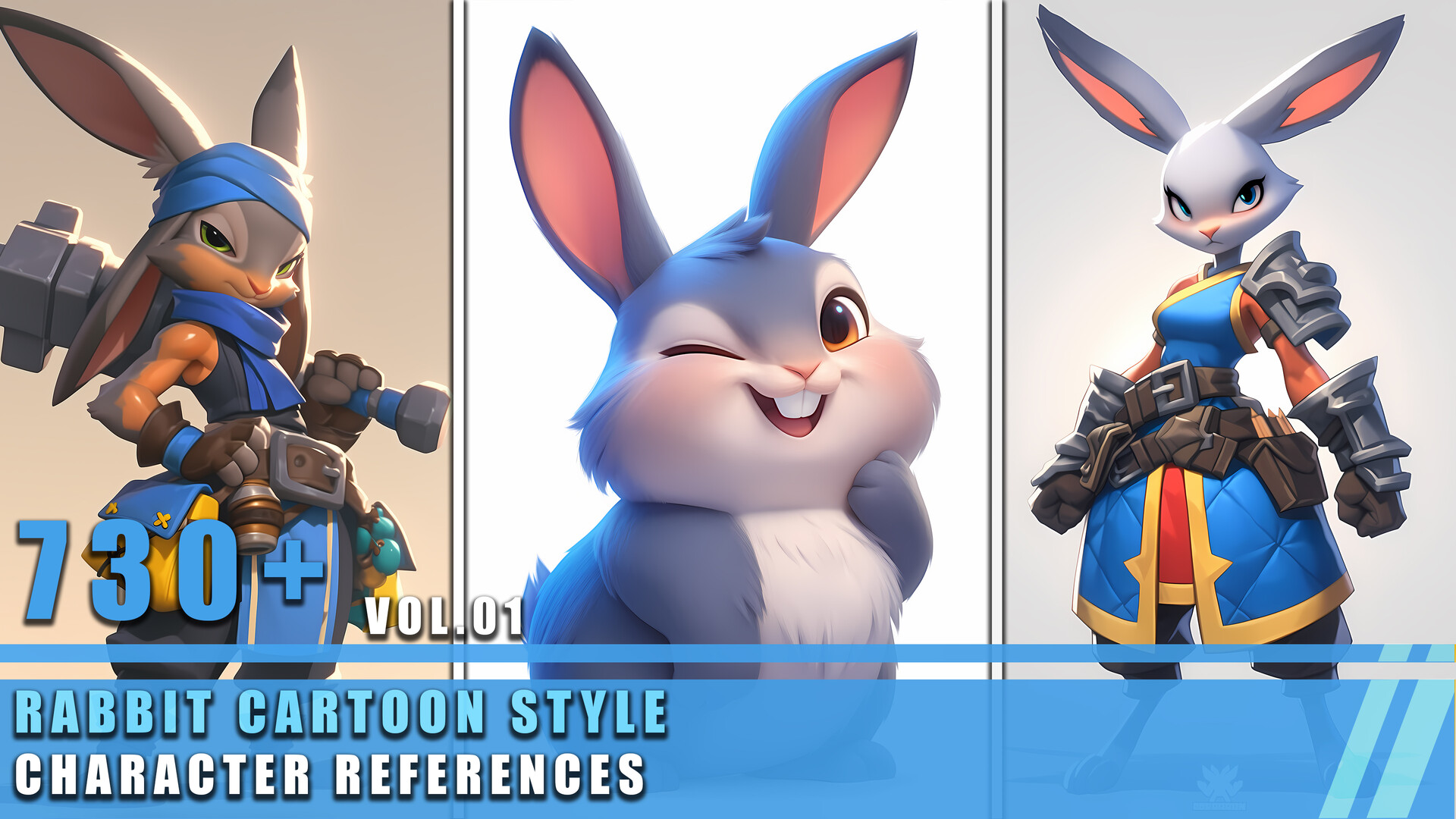 WaterLaw's Studio - 730+ Rabbit Cartoon Style - Character References Vol.01