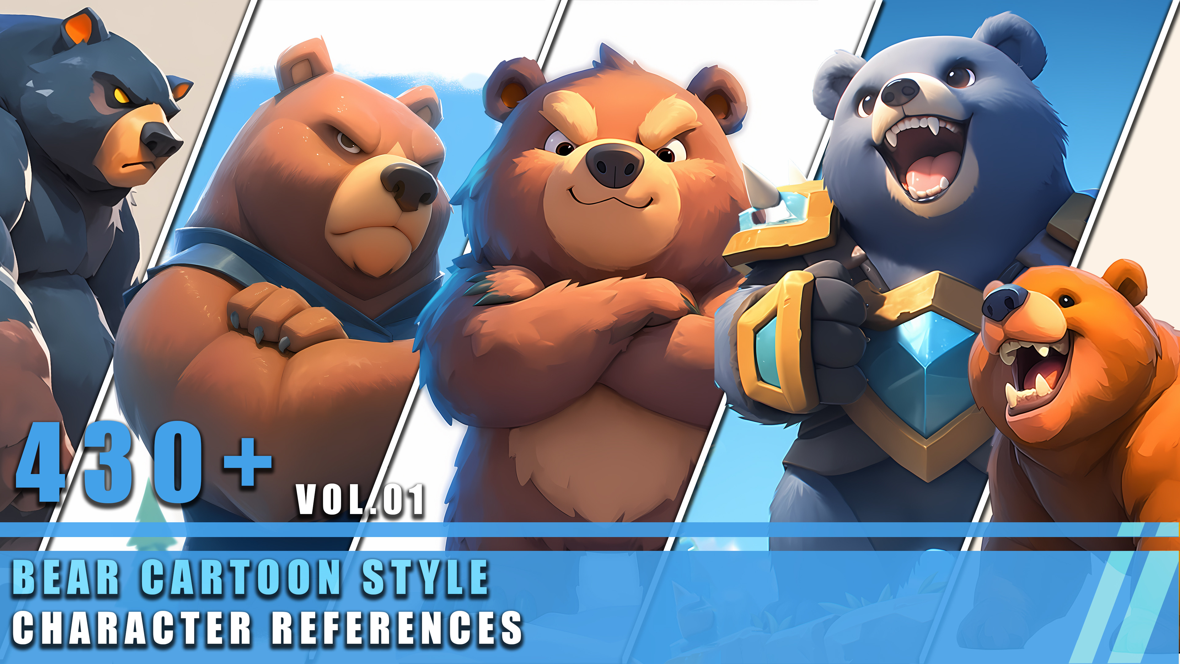 WaterLaw's Studio - 430+ Bear Cartoon Style - Character References Vol.01