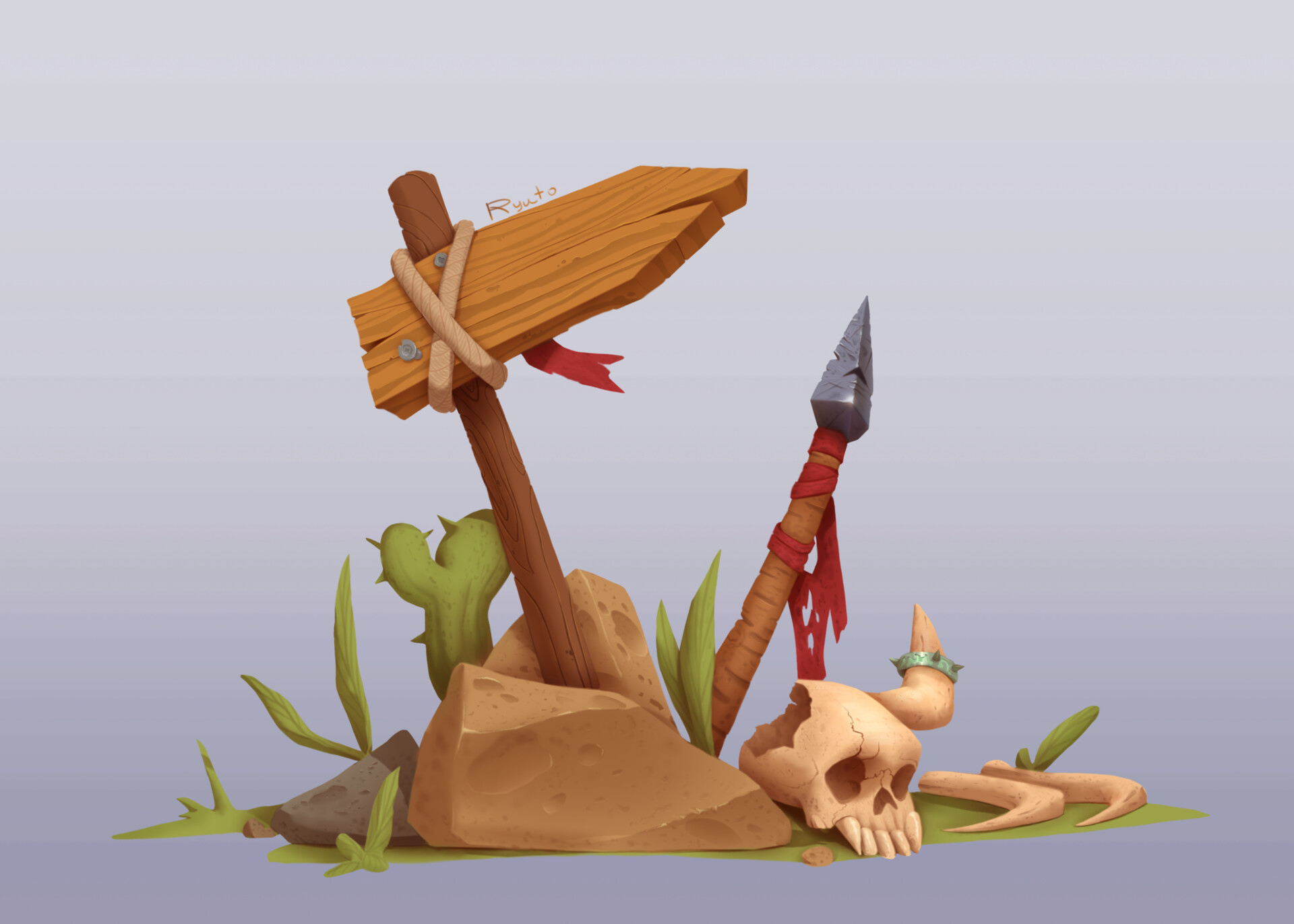 ArtStation - Fantasy road sign concept art