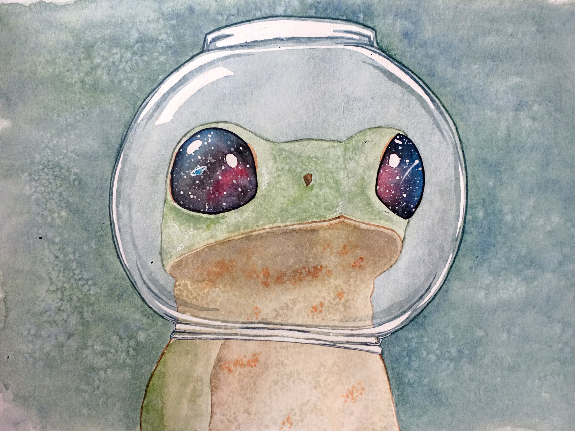 astronaut frog drawing