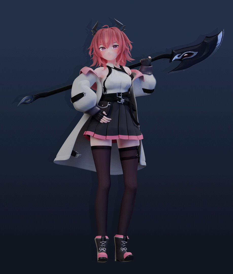 anime girl with knife drawing