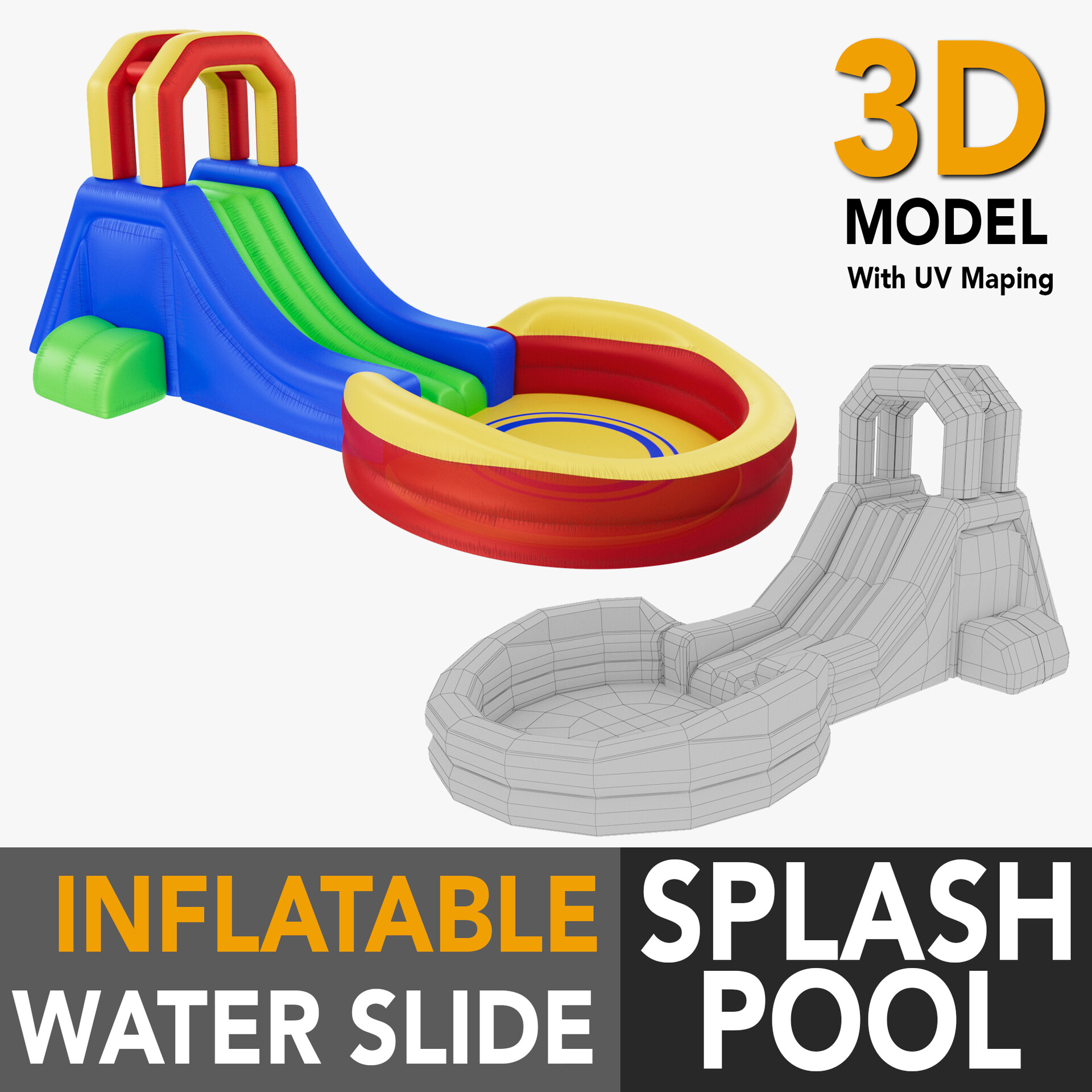 ArtStation - Inflatable Water Slide Splash Pool 3d model with texture