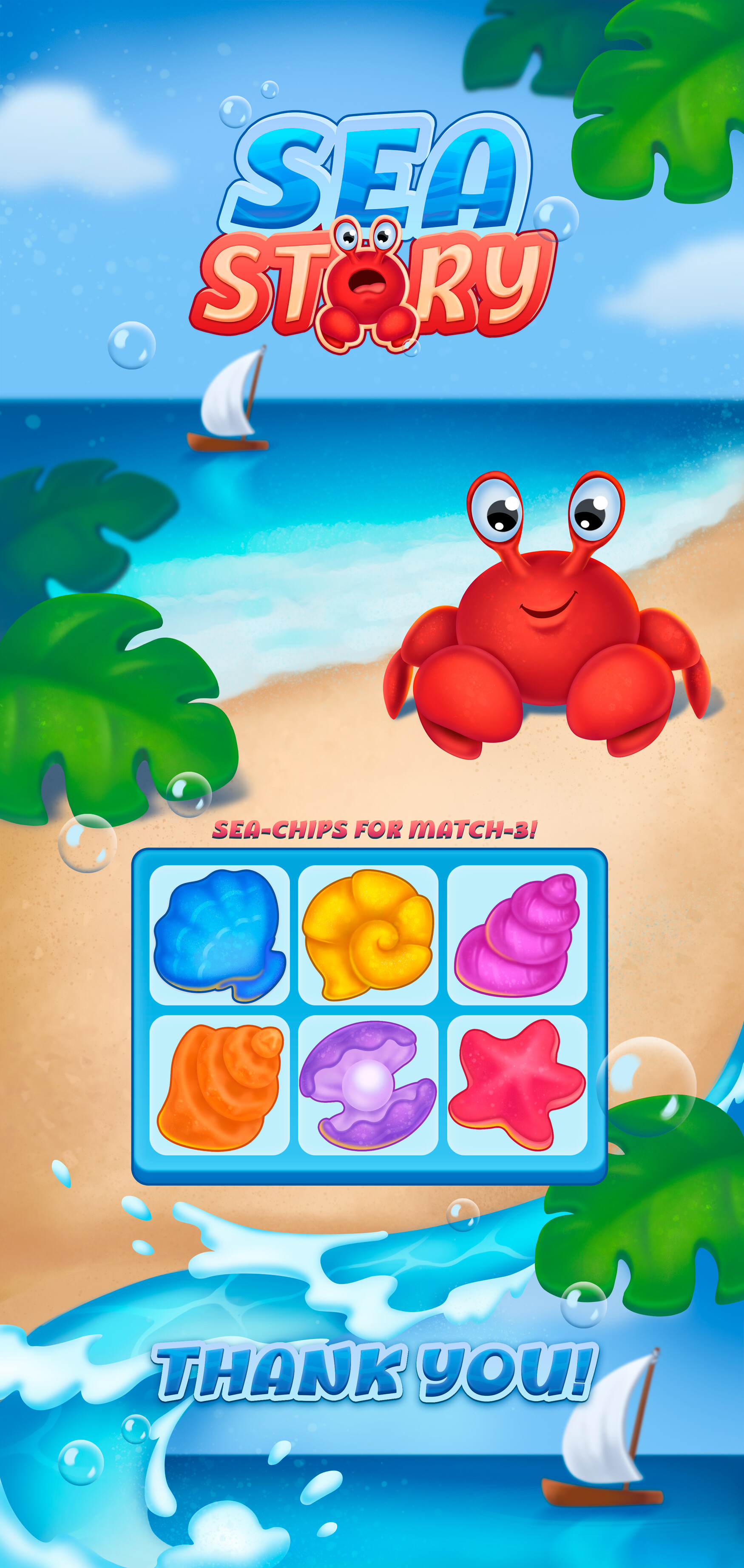 ArtStation - Set of 6 sea-chips for Match-3 Game "Sea story"