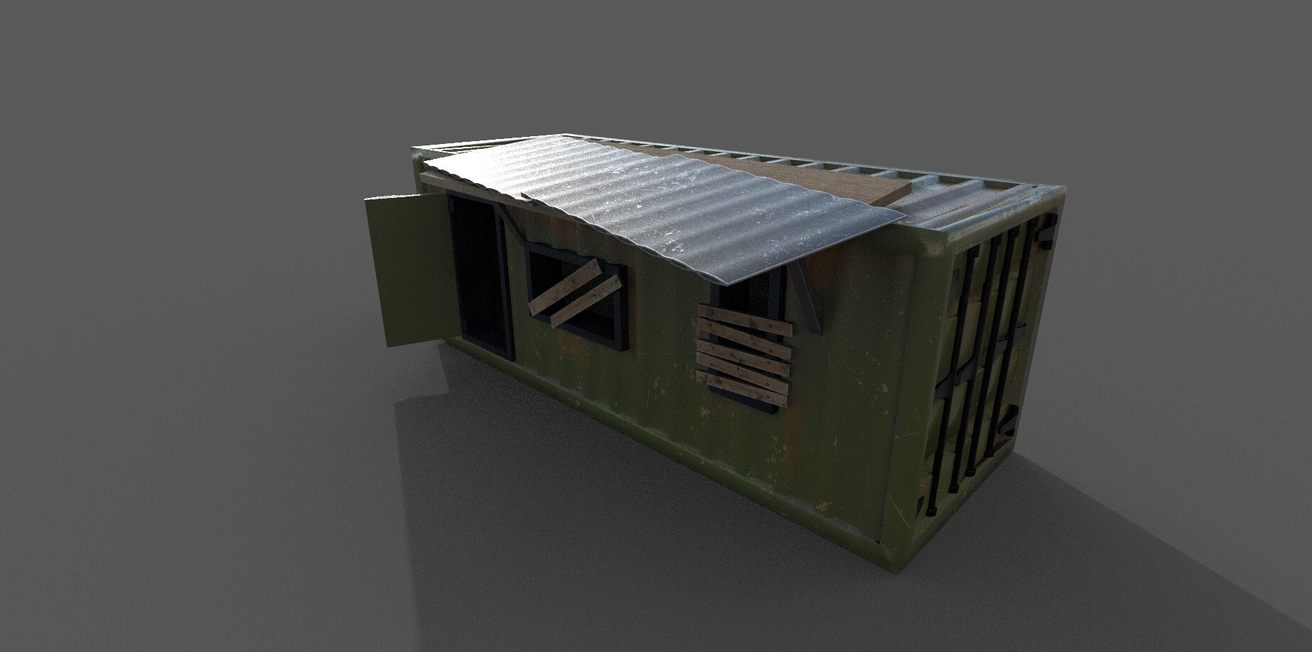 ArtStation - Post Apocalyptic shipping container house