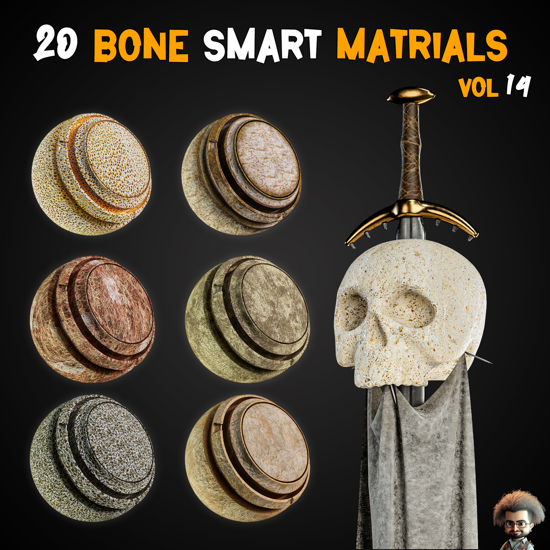 ArtStation - 20 Bone Smart Materials + BPR Textures - Vol 14
