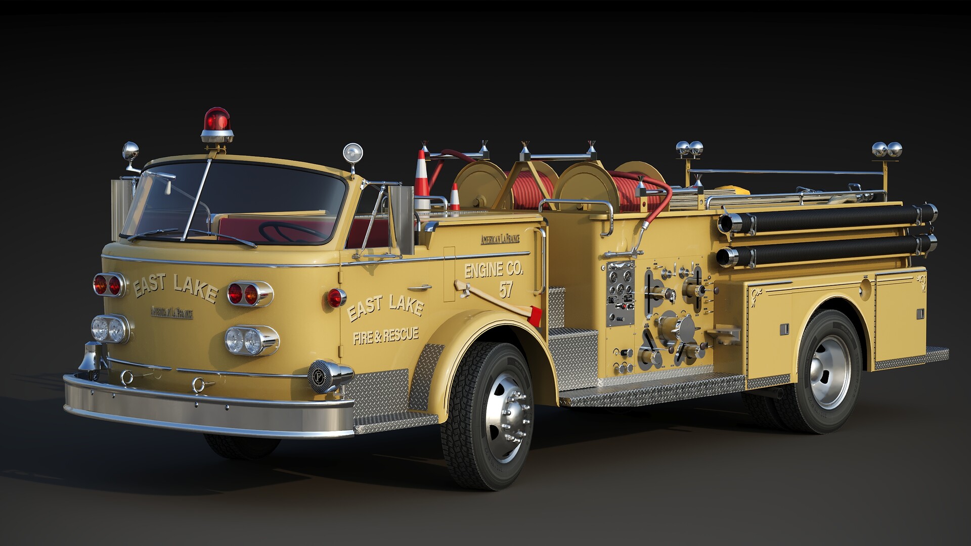ArtStation - American LaFrance 900 fire engine 1950s
