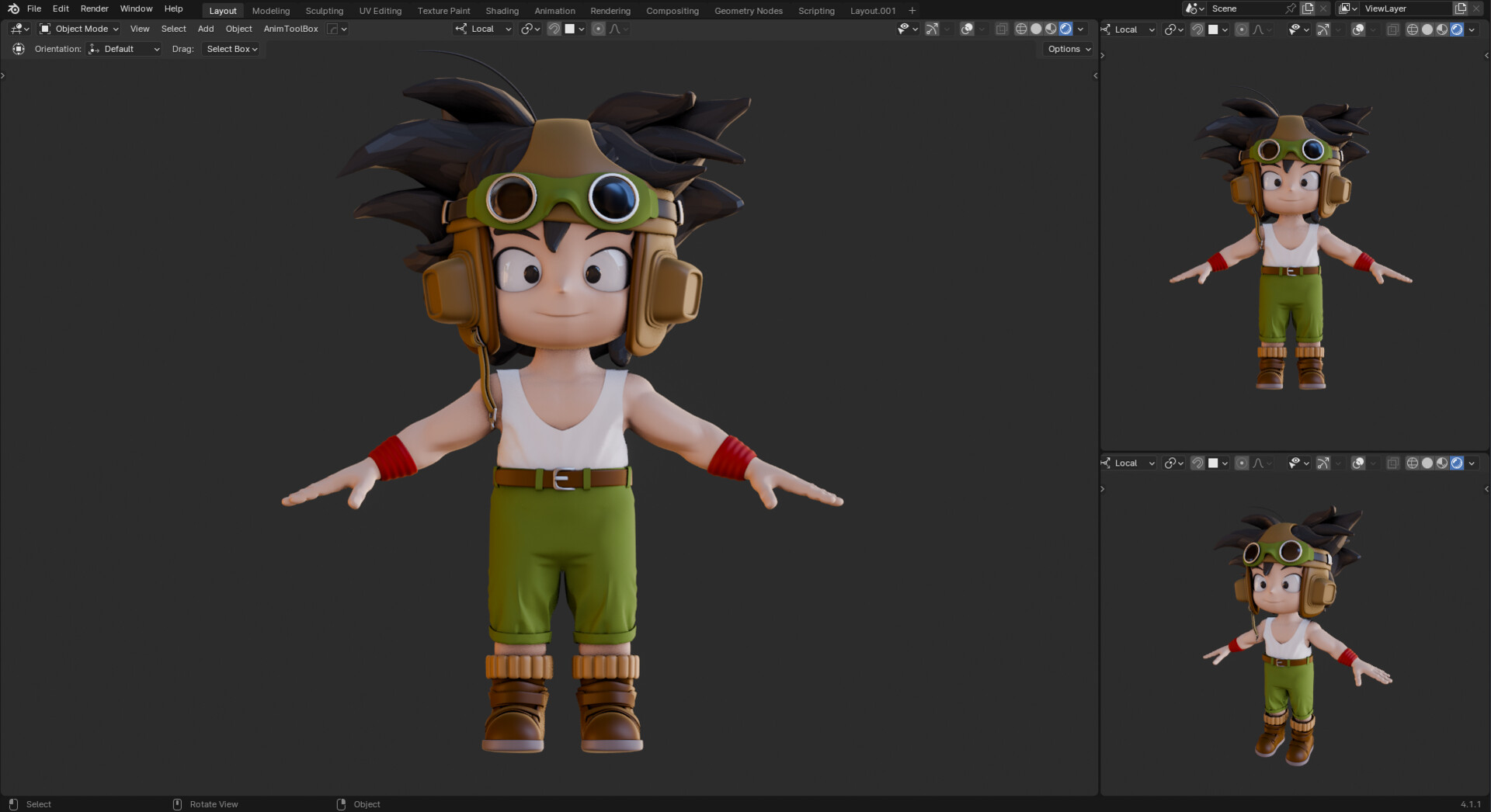 Phong Ly - Render new style for Goku Character in Dragon Ball using Blender