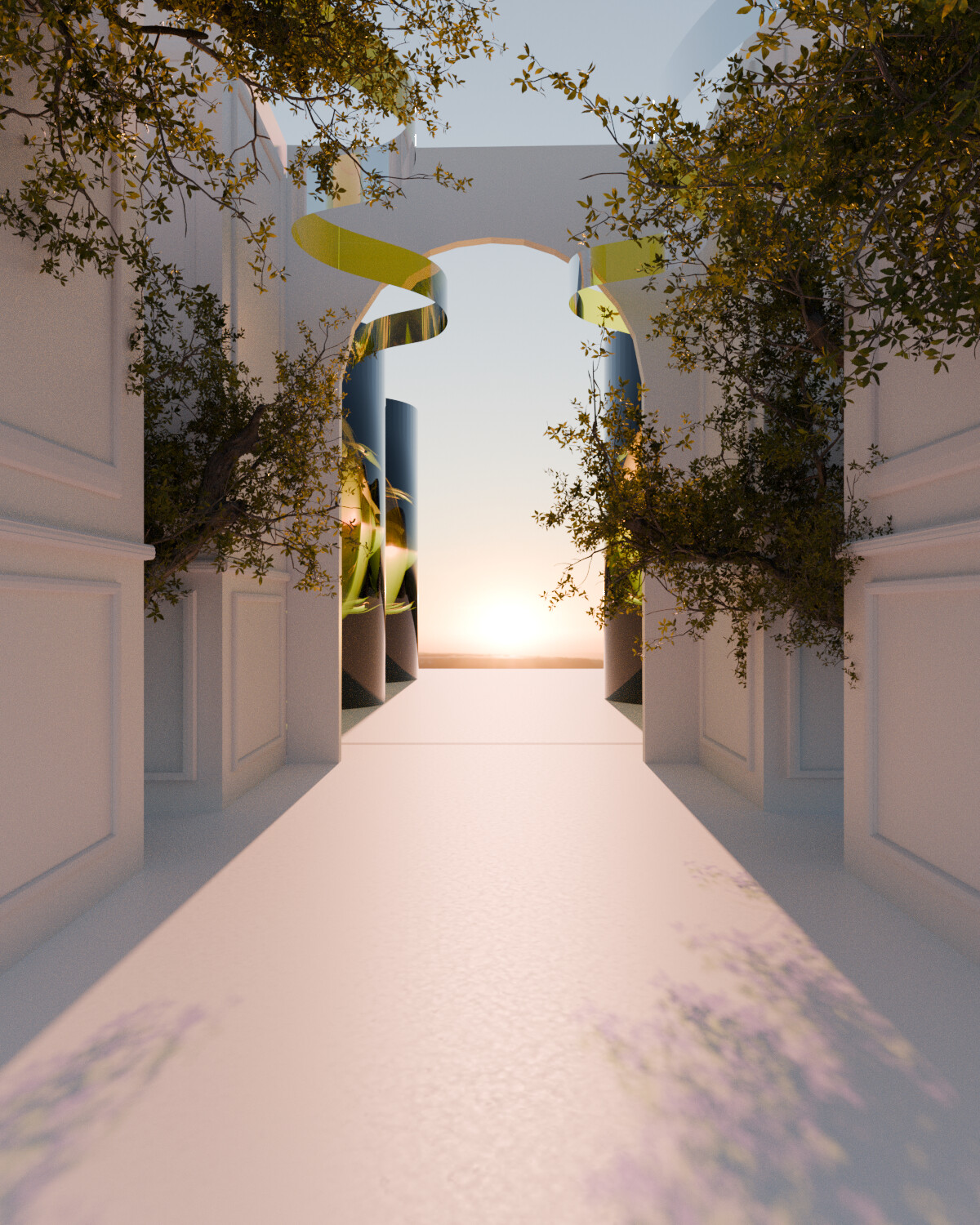 ArtStation - Environment / Arch with glass corridor