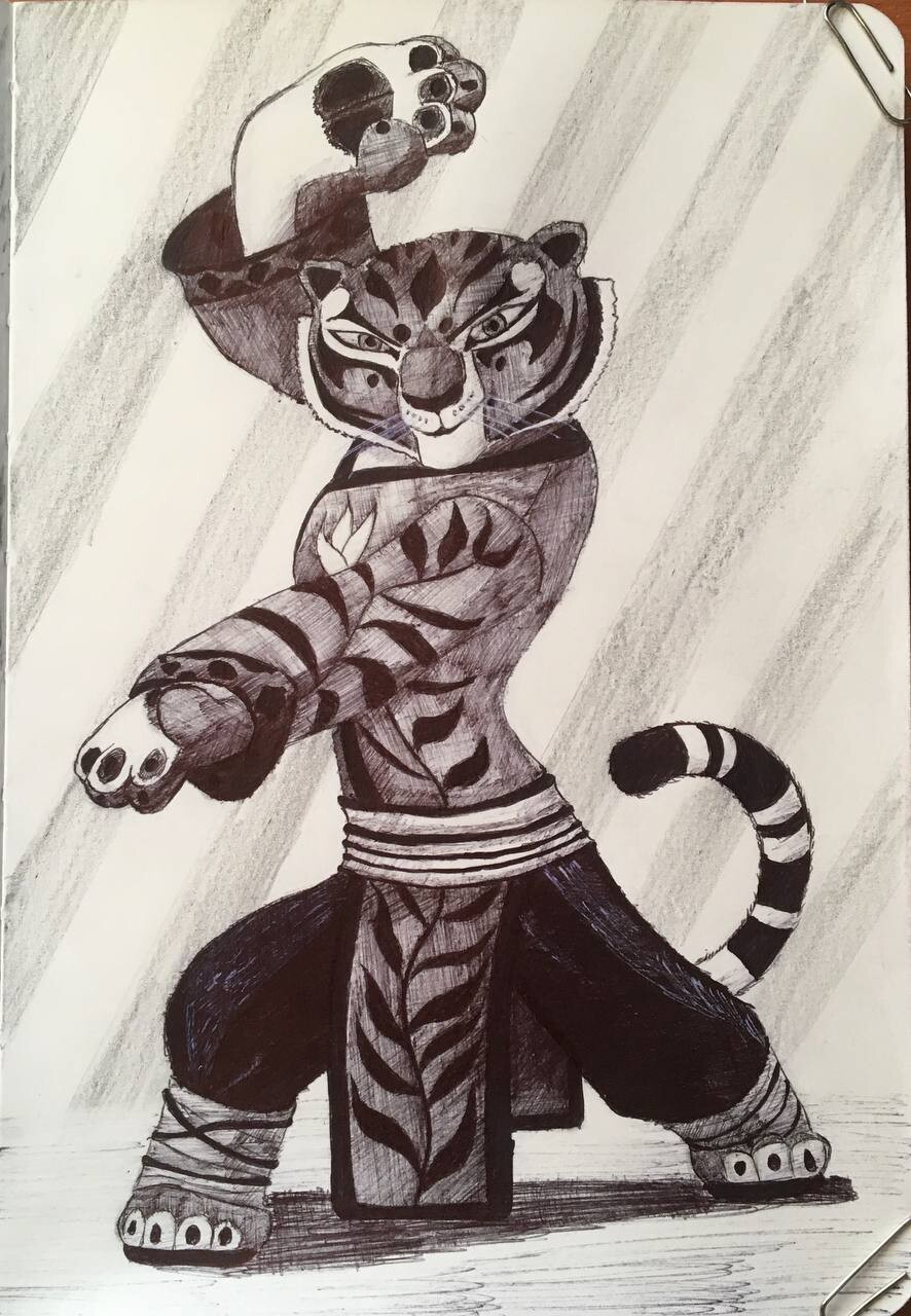 how to draw kung fu panda tigress