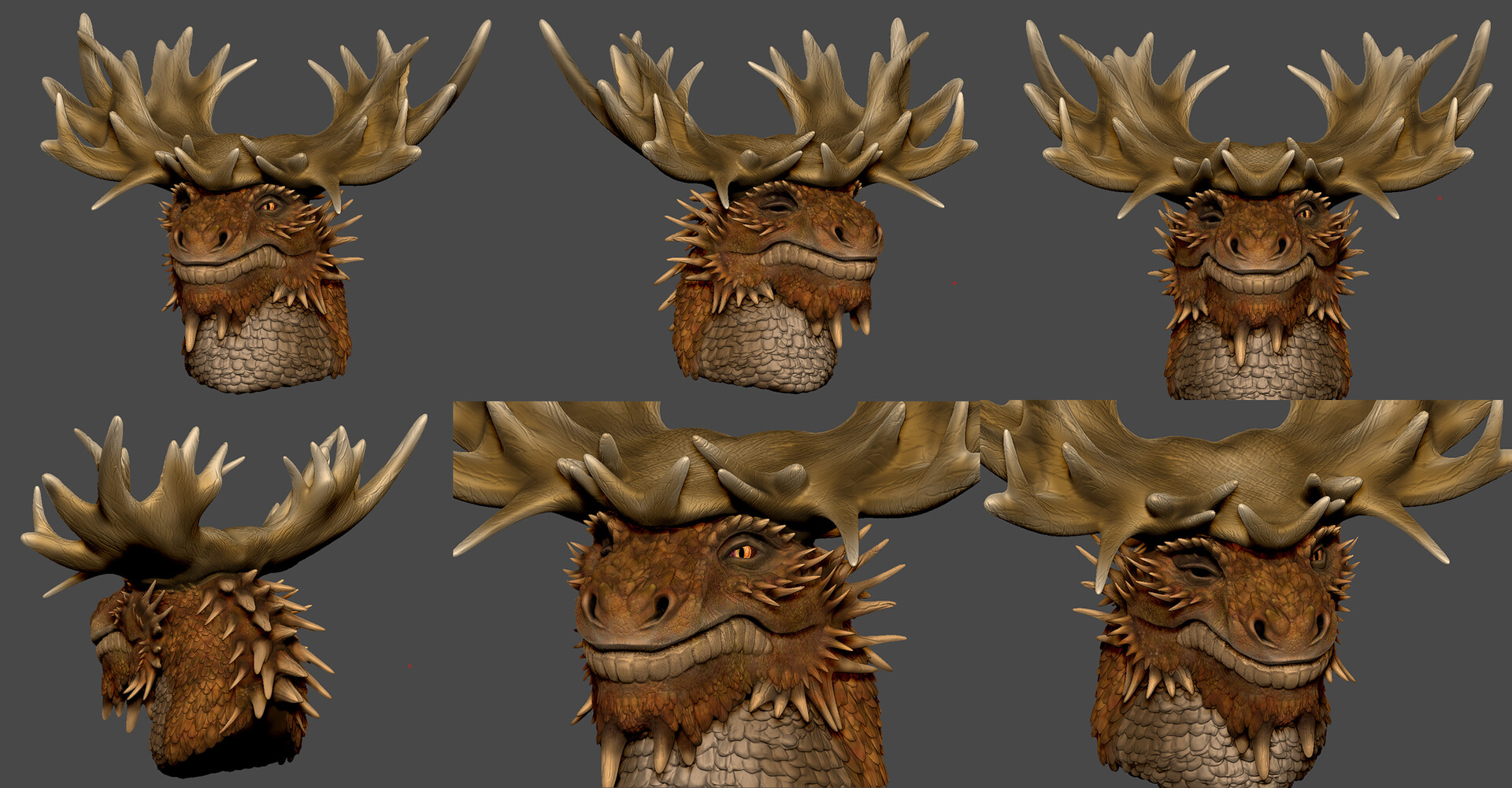 ArtStation - Moose Dragon head