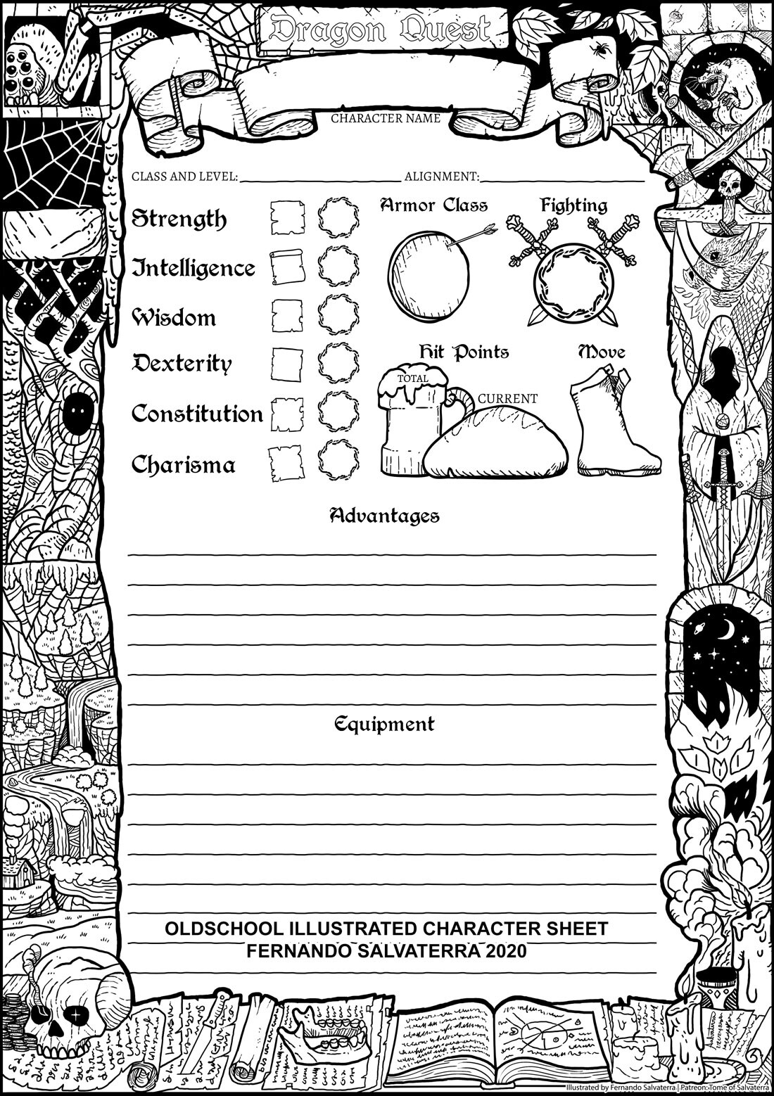 ArtStation - Old School Illustrated Character Sheet I