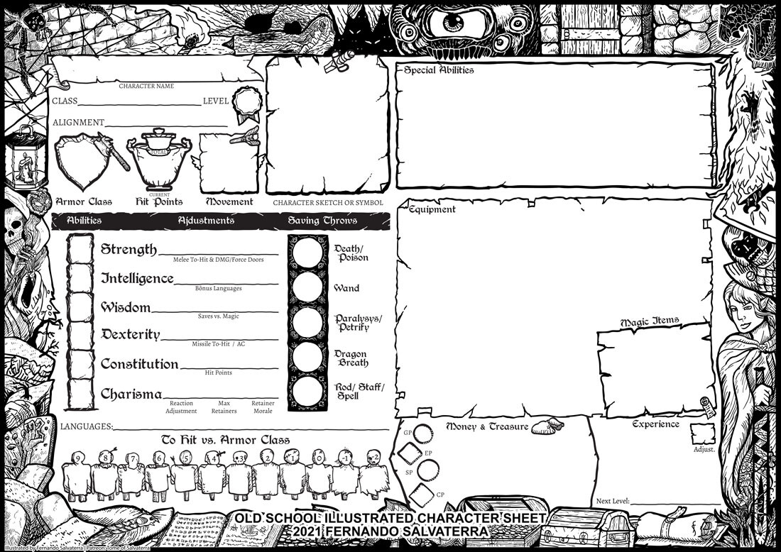 ArtStation - Old School Illustrated Character Sheet II