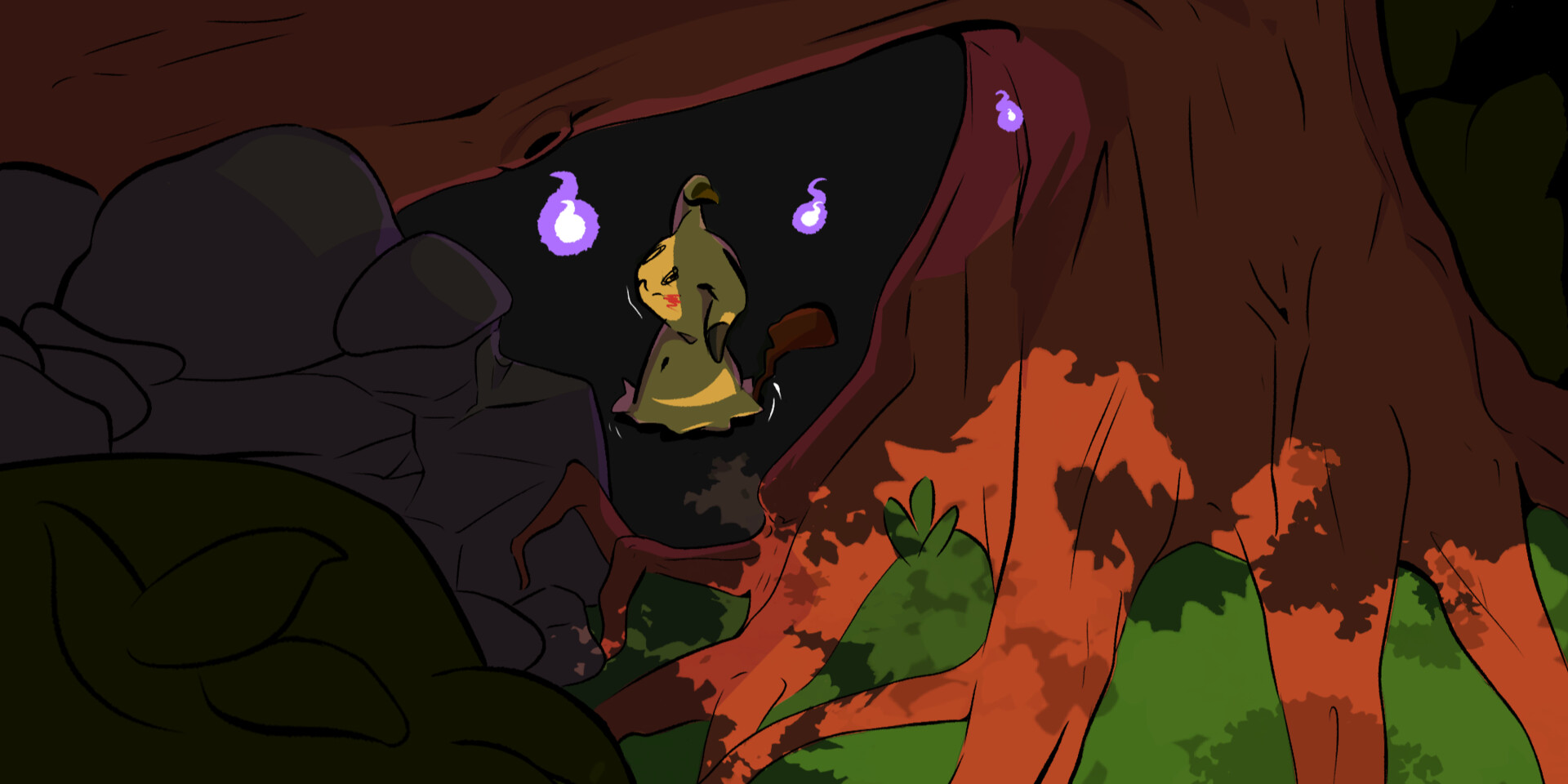 ArtStation - Commission - Mimikyu in a lil forest