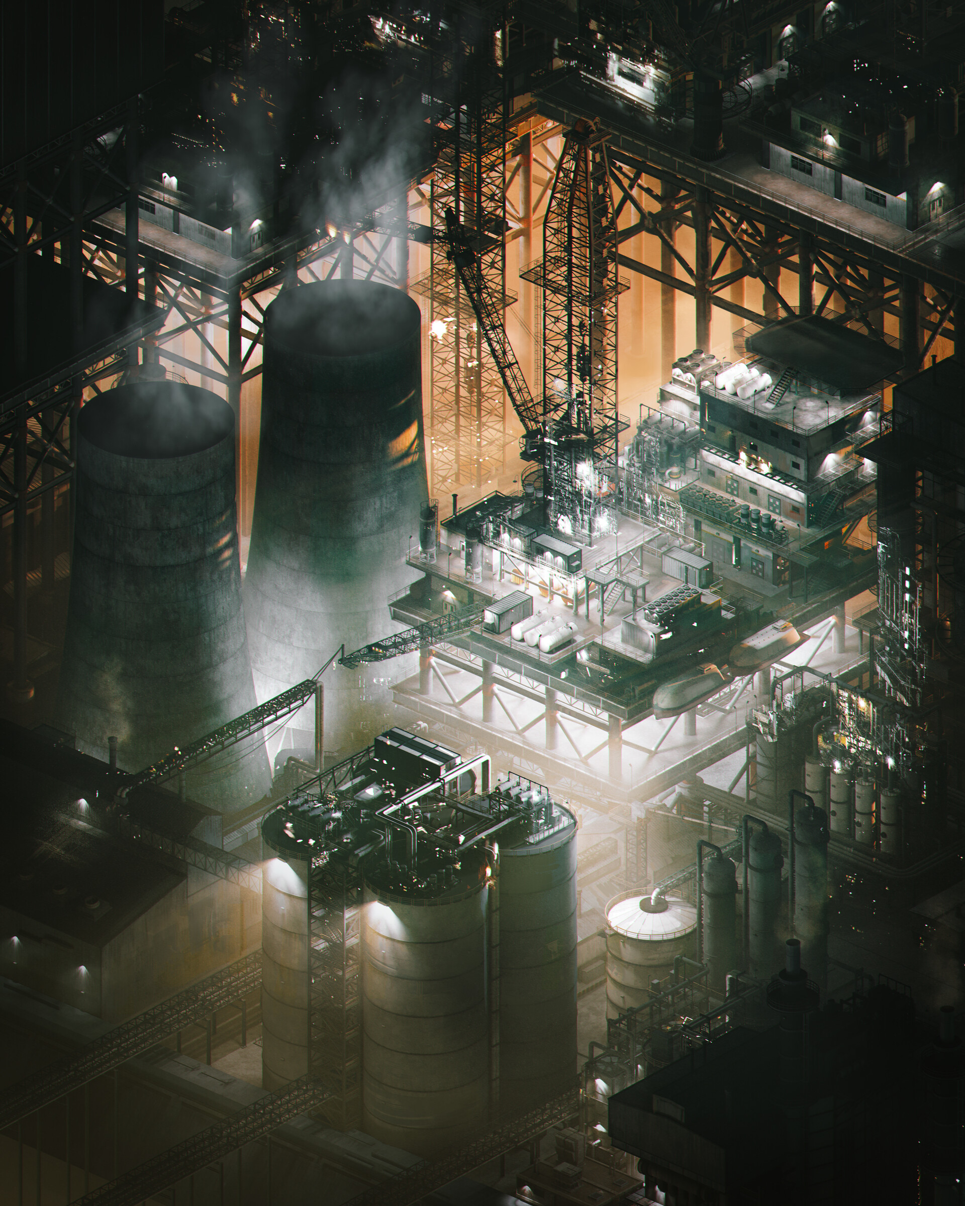 ArtStation - Refinery at night