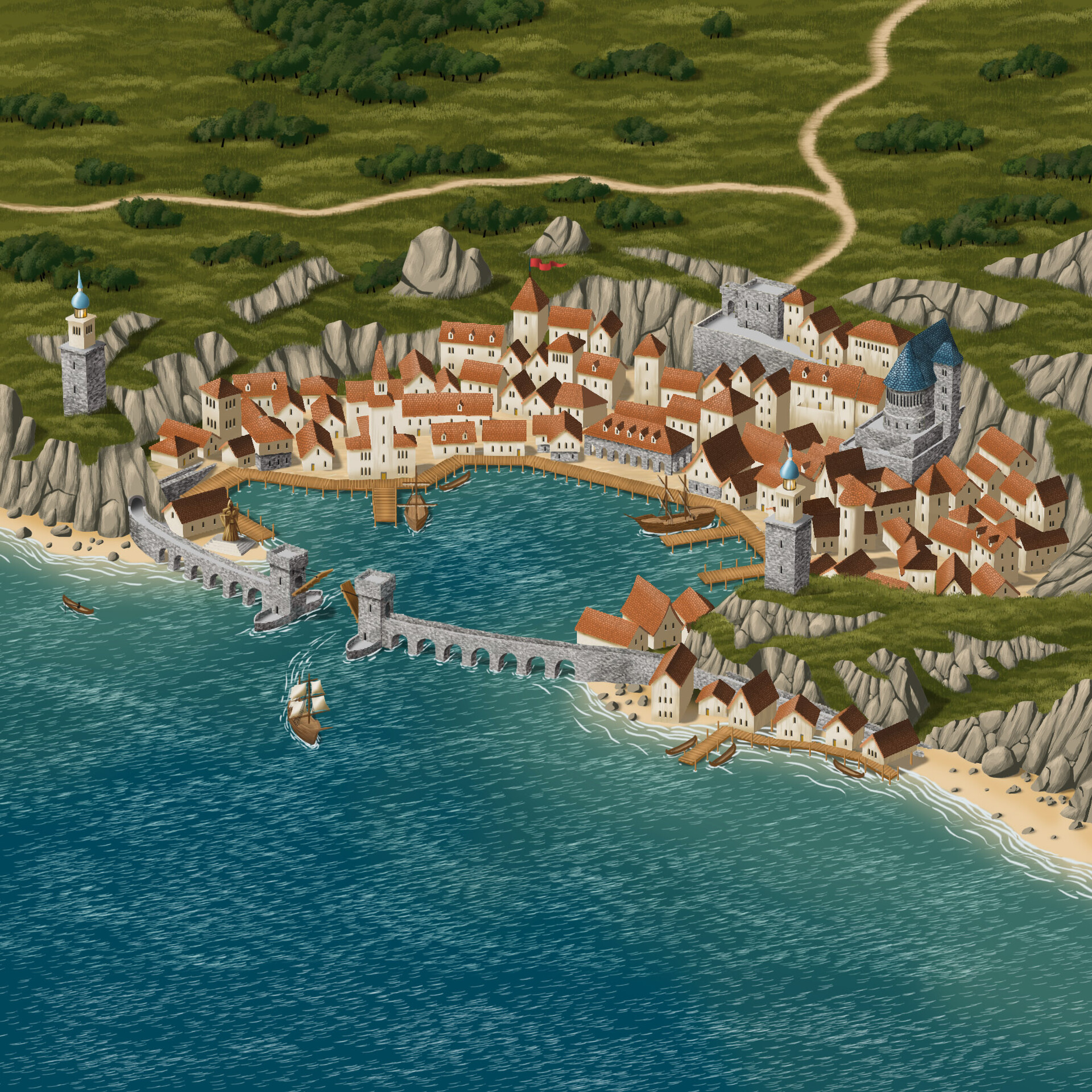 ArtStation - City Map of Zephazur by the Bay.