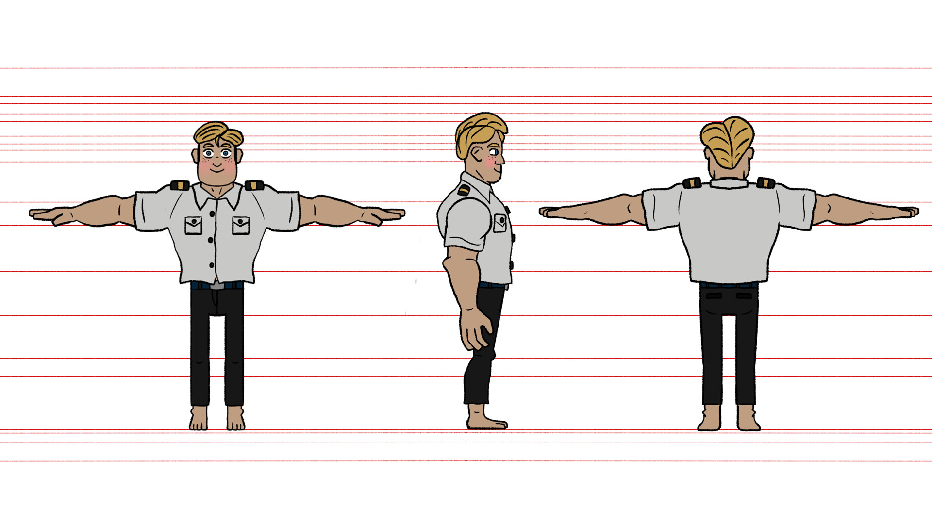 ArtStation - Peter Wilson final redesign pilot character 3 turnaround view