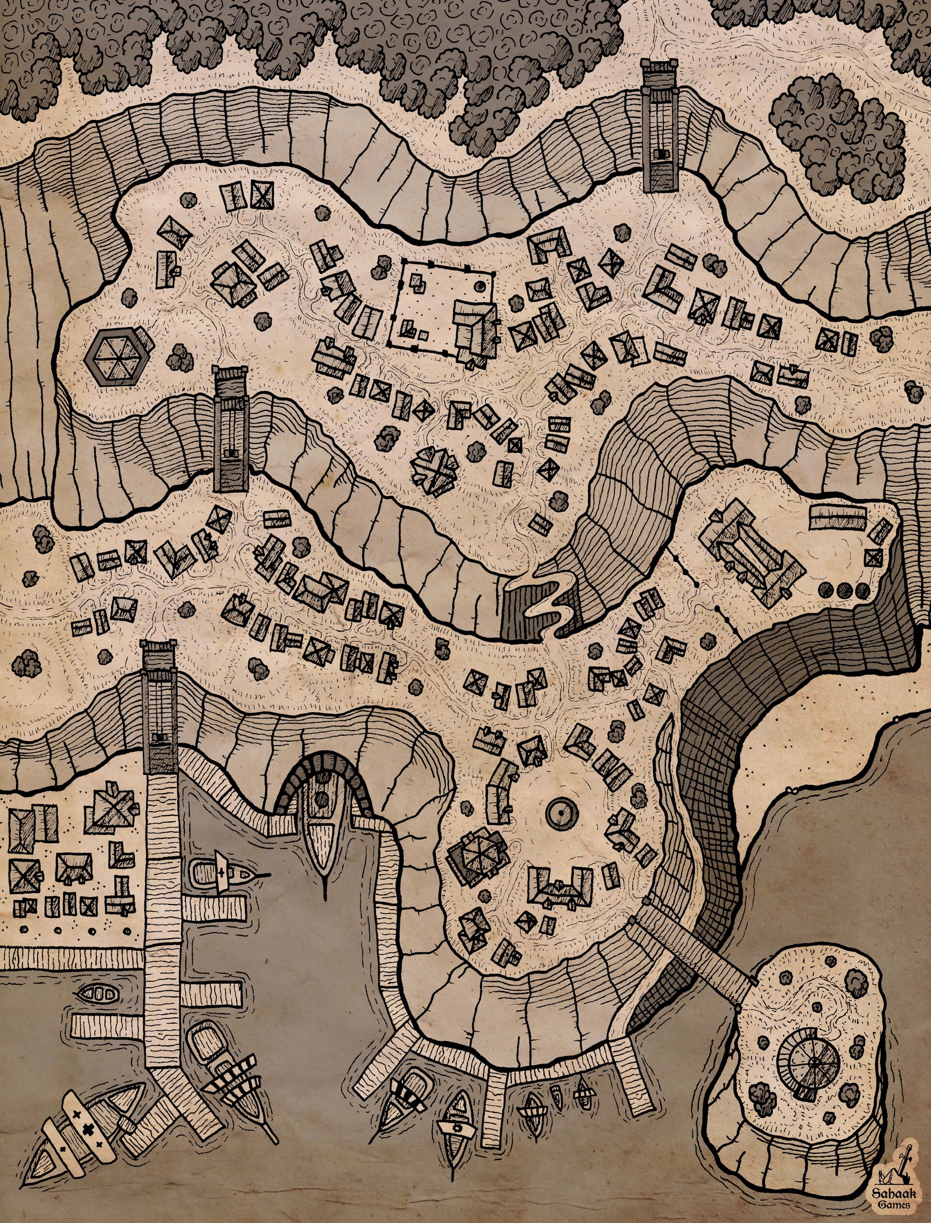 ArtStation - Goldbourg - Village Map