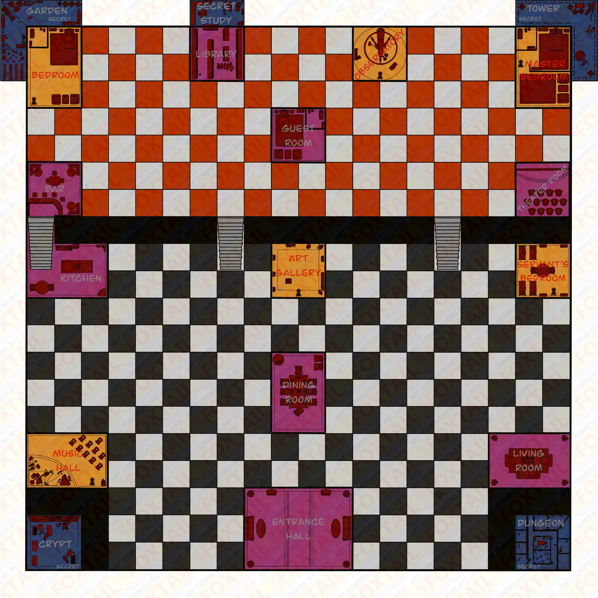 ArtStation - Mansion game board design